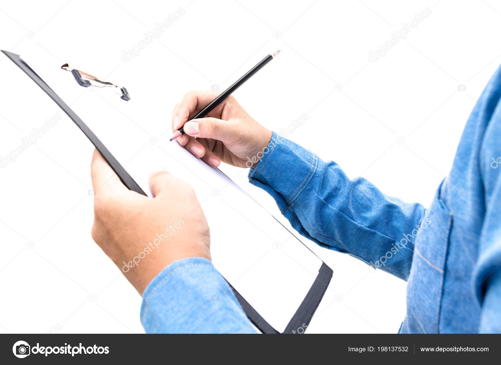 Man Checklist Clipboard Isolated White Background Stock Photo by ...