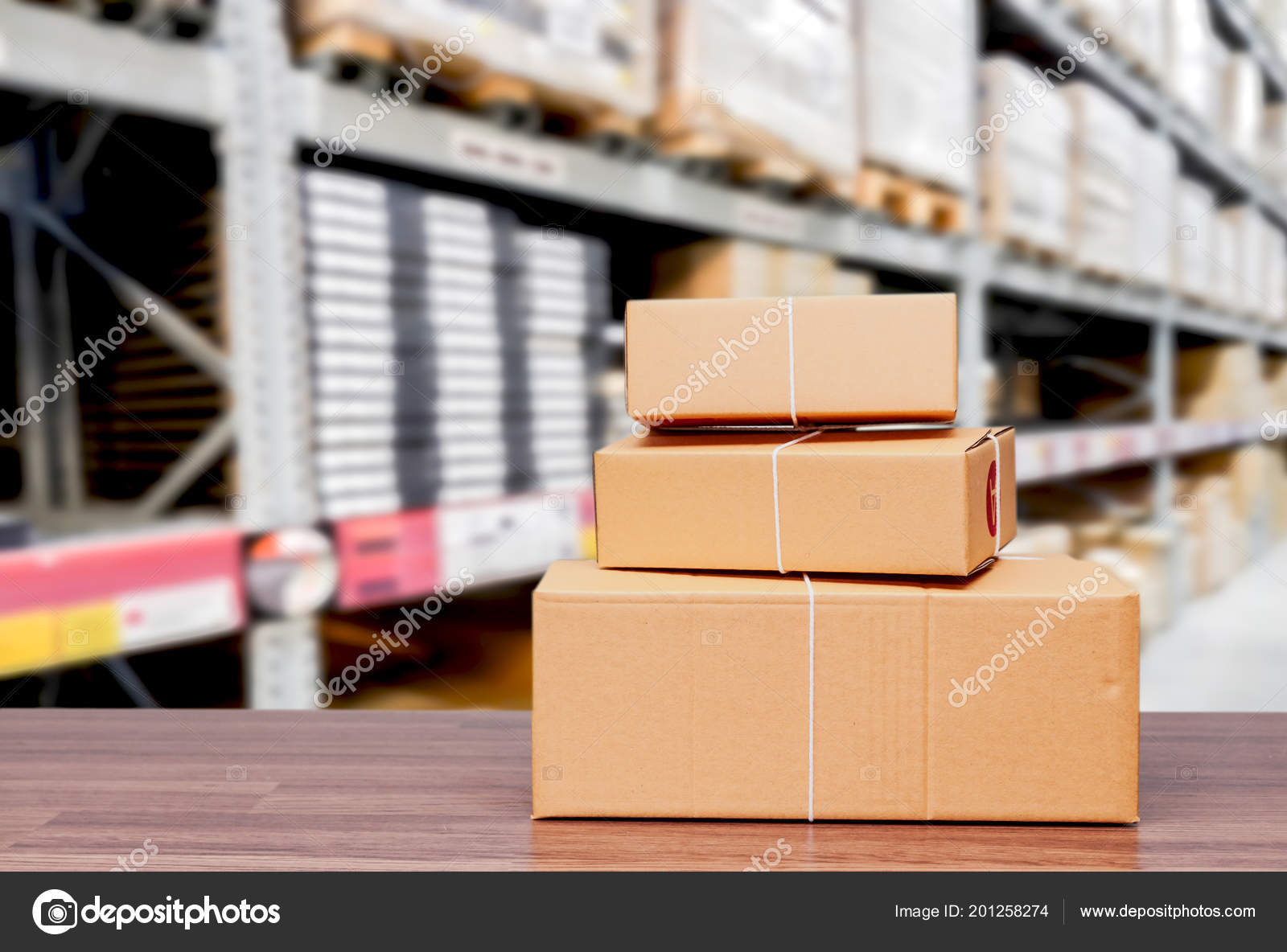 Stack Cardboard Boxes Warehouse Background — Stock Photo ...