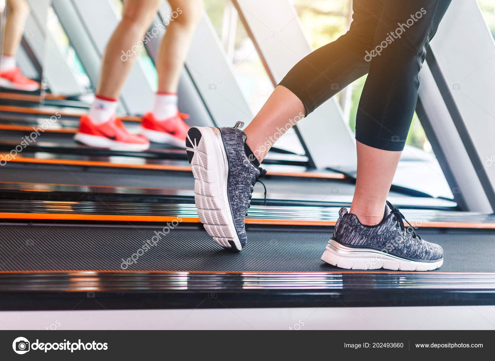 People Running Machine Treadmill Fitness Gym Fitness Lifestyle Concept ...