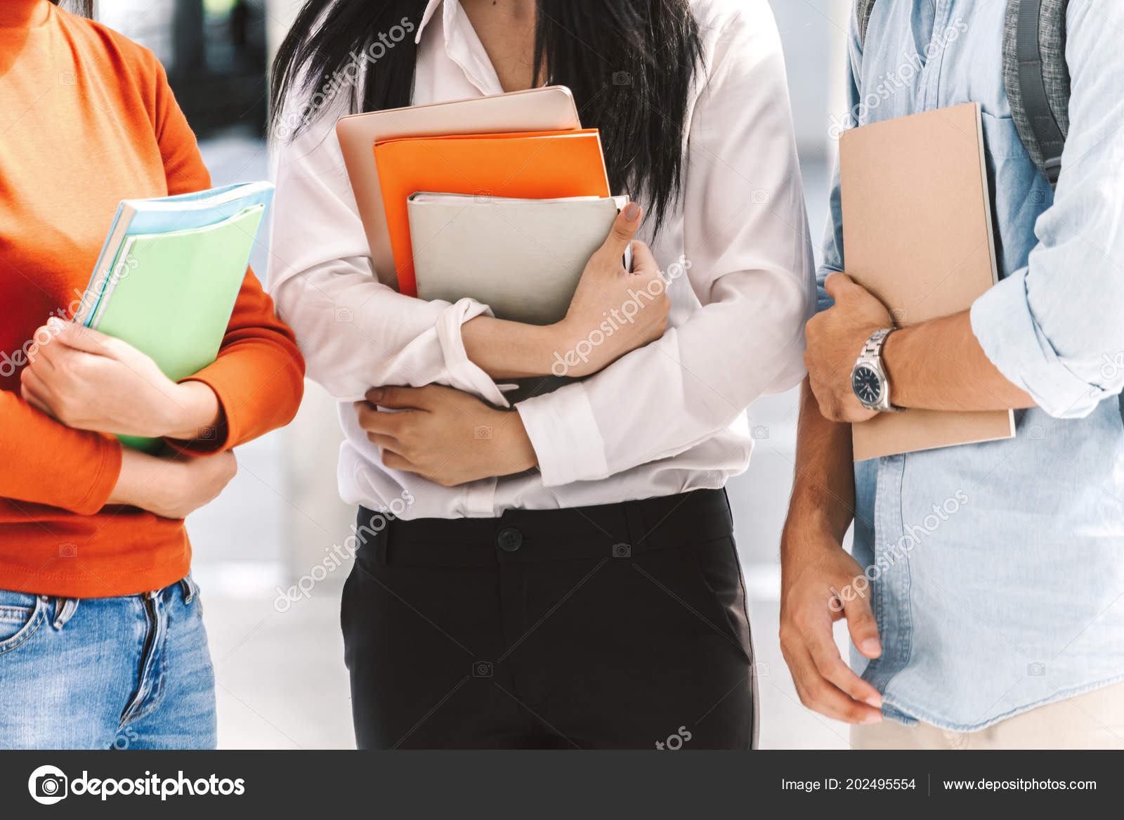 Group Students Holding Notebooks Outdoors Education Concept Stock Photo ...