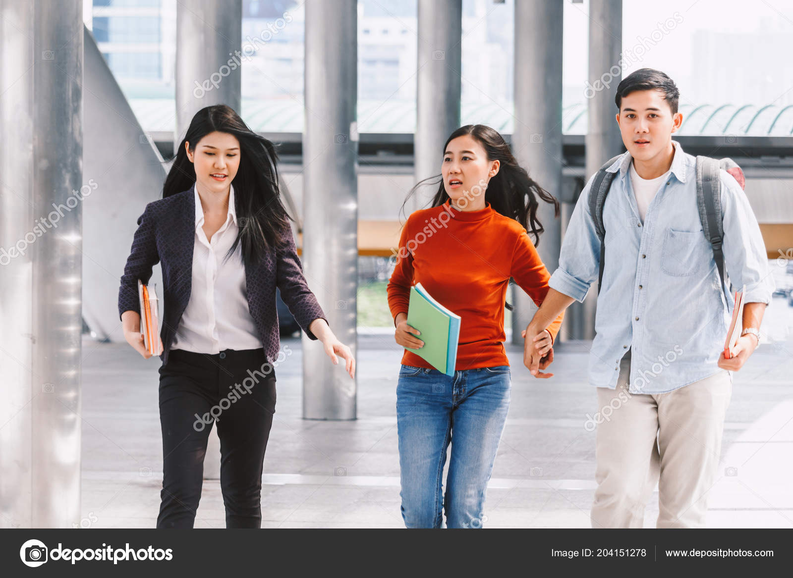 Group Students Holding Notebooks Outdoors Education Concept — Stock ...