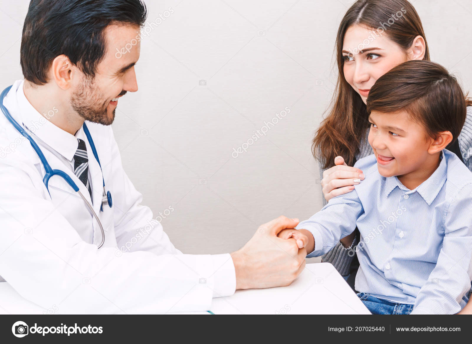 Doctor Holding Hand Little Boy Care Doctors Table Hospital Healthcare ...