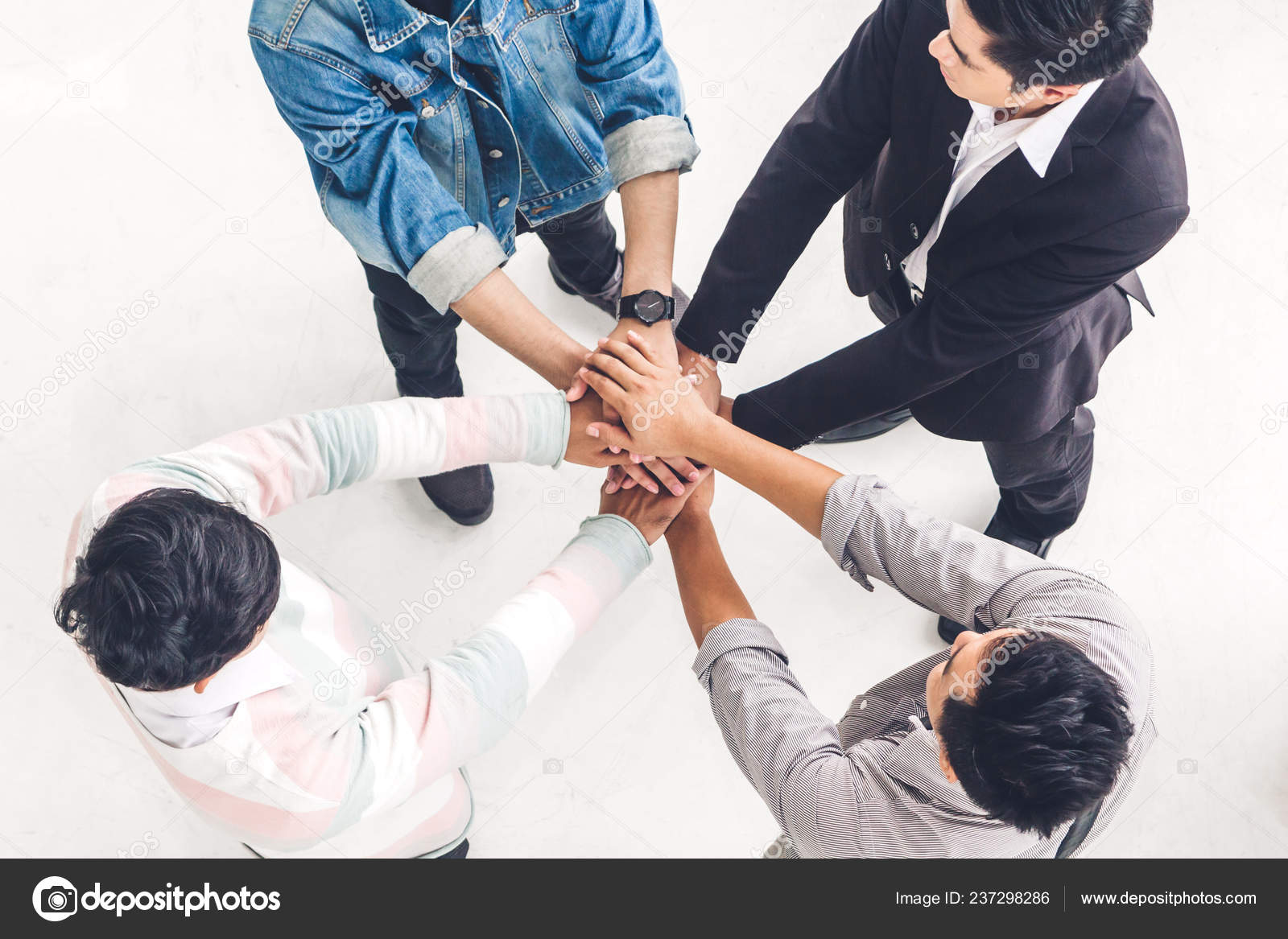 Top View Successful Group Business People Stack Putting Hands Together ...