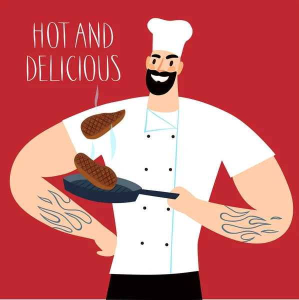 Cartoon Chief Cooking Vegetables Colorful Illustration Healthy Food ...