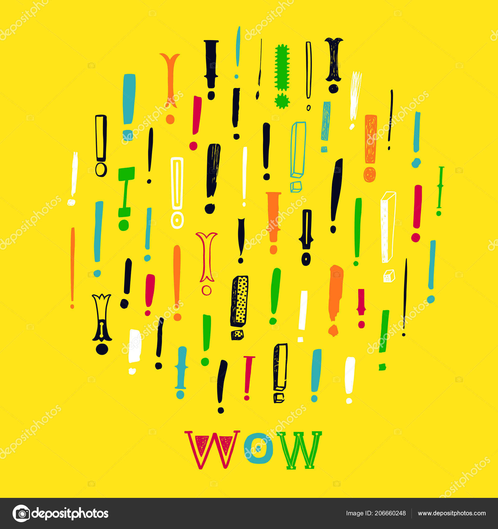 Hand Drawn Exclamation Marks Set Wow Title Doodle Illustration Your ...