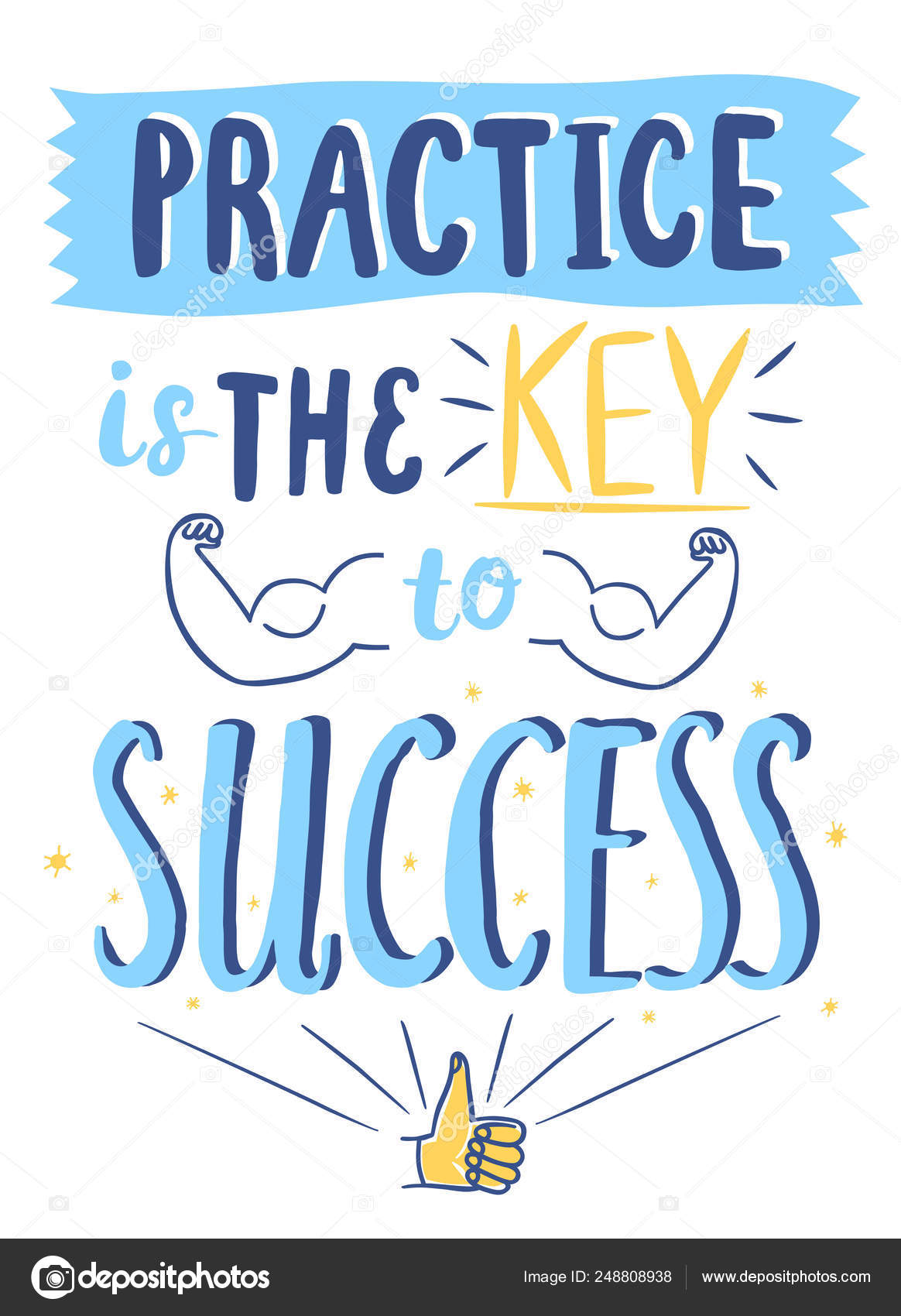 Practice is the key to success decorative quote Stock Vector by ...