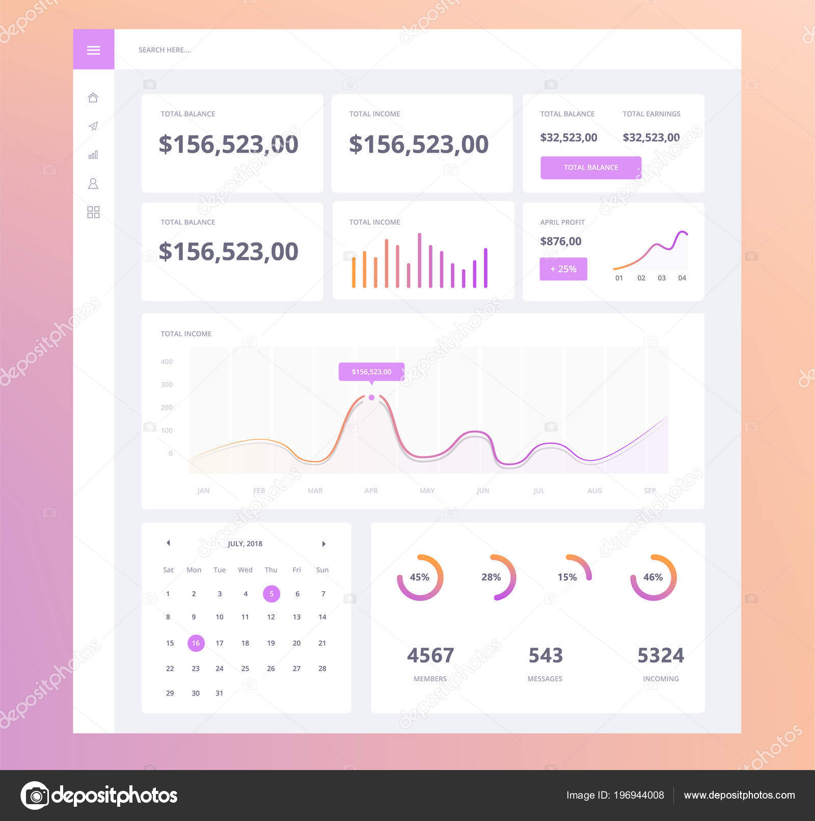 Infographic dashboard template with flat design graphs and charts ... Infographic dashboard template with flat design graphs and charts ...