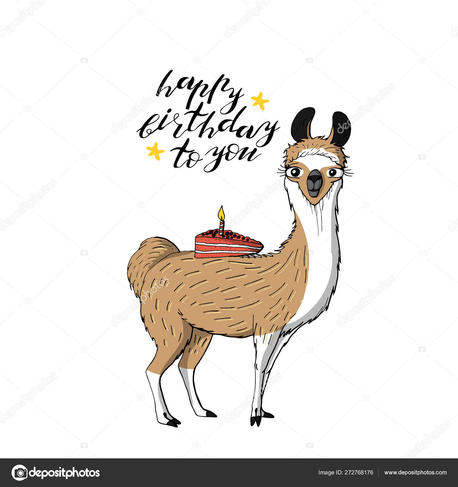 Kawaii Llama Birthday Card