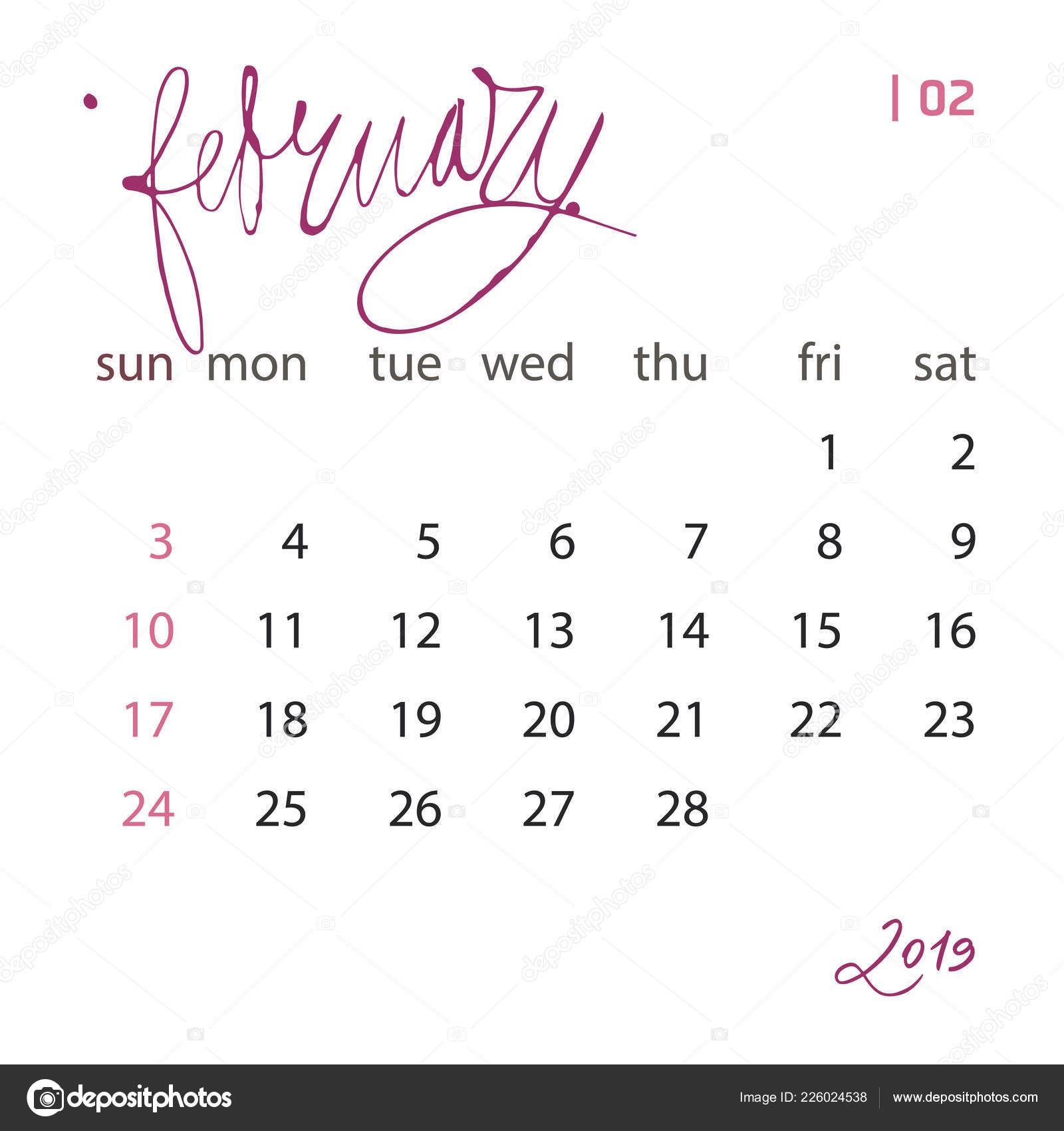 Calendar template set for 2019 year in one vector file. Business ...