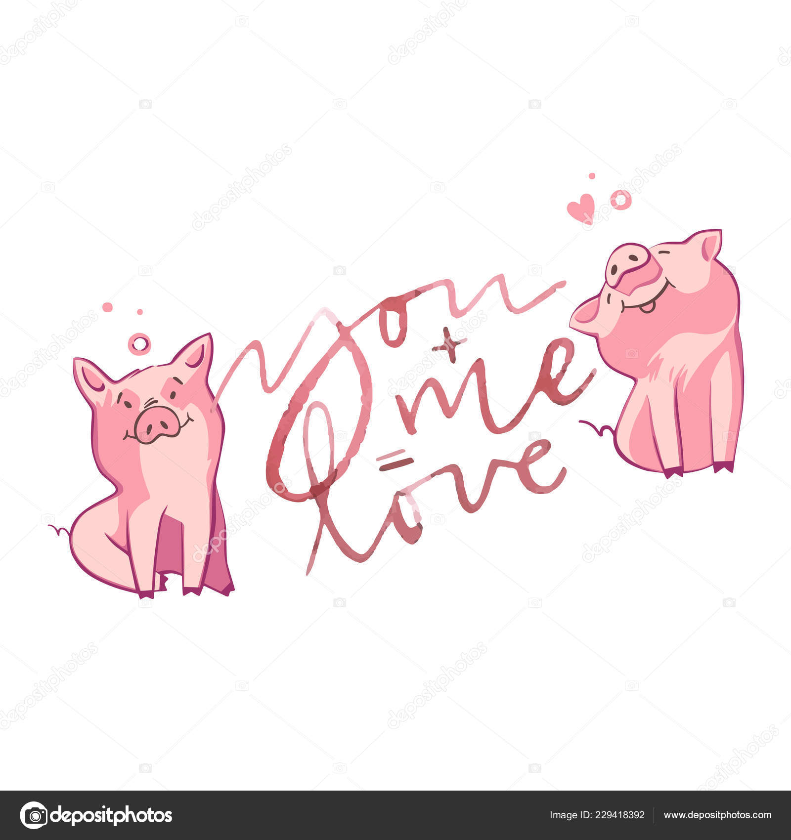 Happy pigs with love letters, presents for Valentine s day on white ...