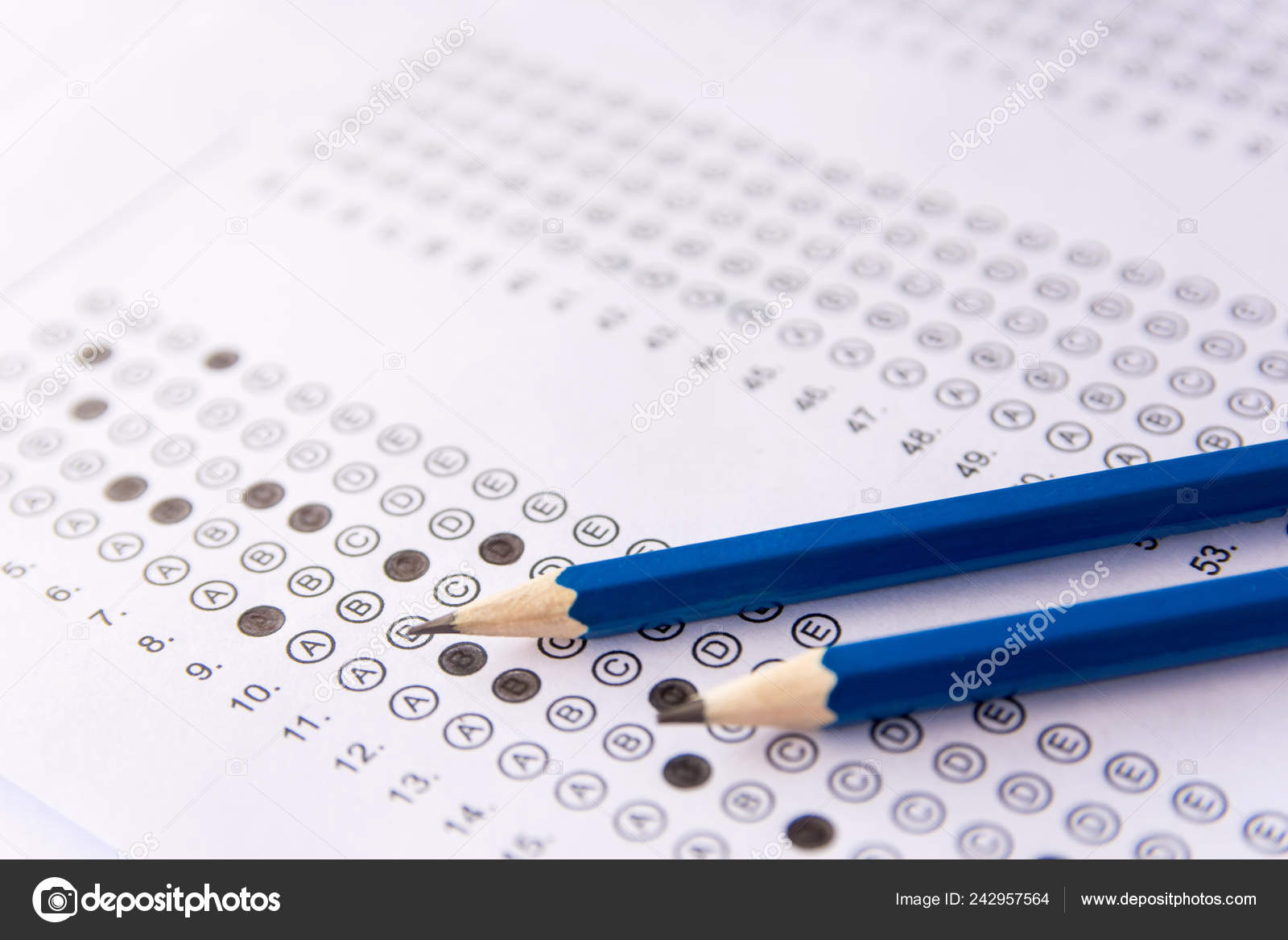Pencil Answer Sheets Standardized Test Form Answers Bubbled Multiple ...