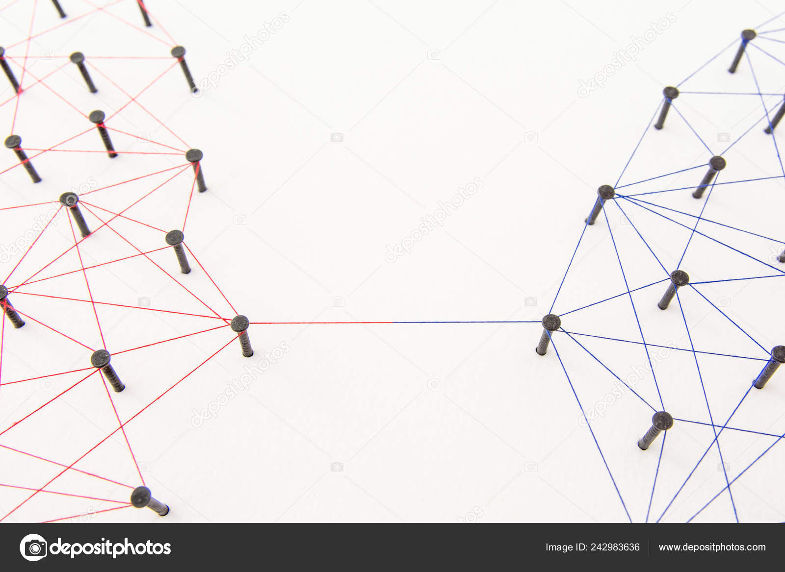 Connecting Networks Concept Two Network Connected Yarn Red Blue White ...