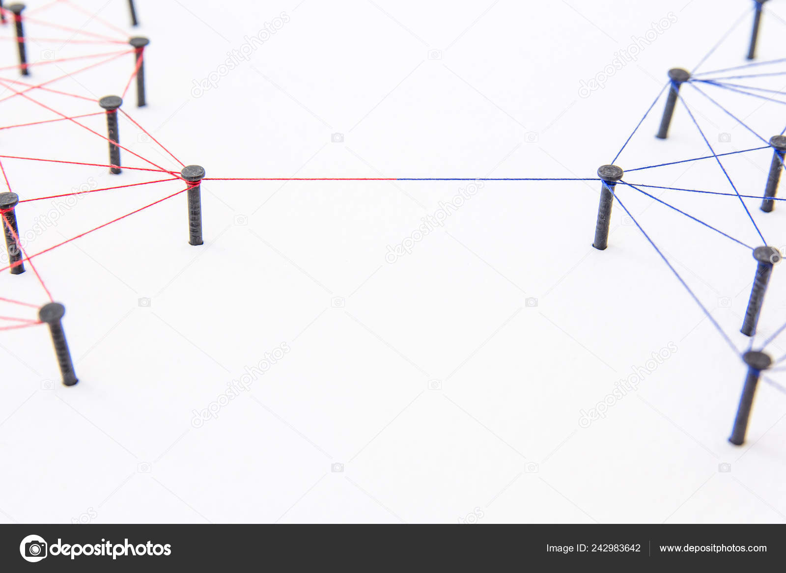 Connecting Networks Concept Two Network Connected Yarn Red Blue White ...
