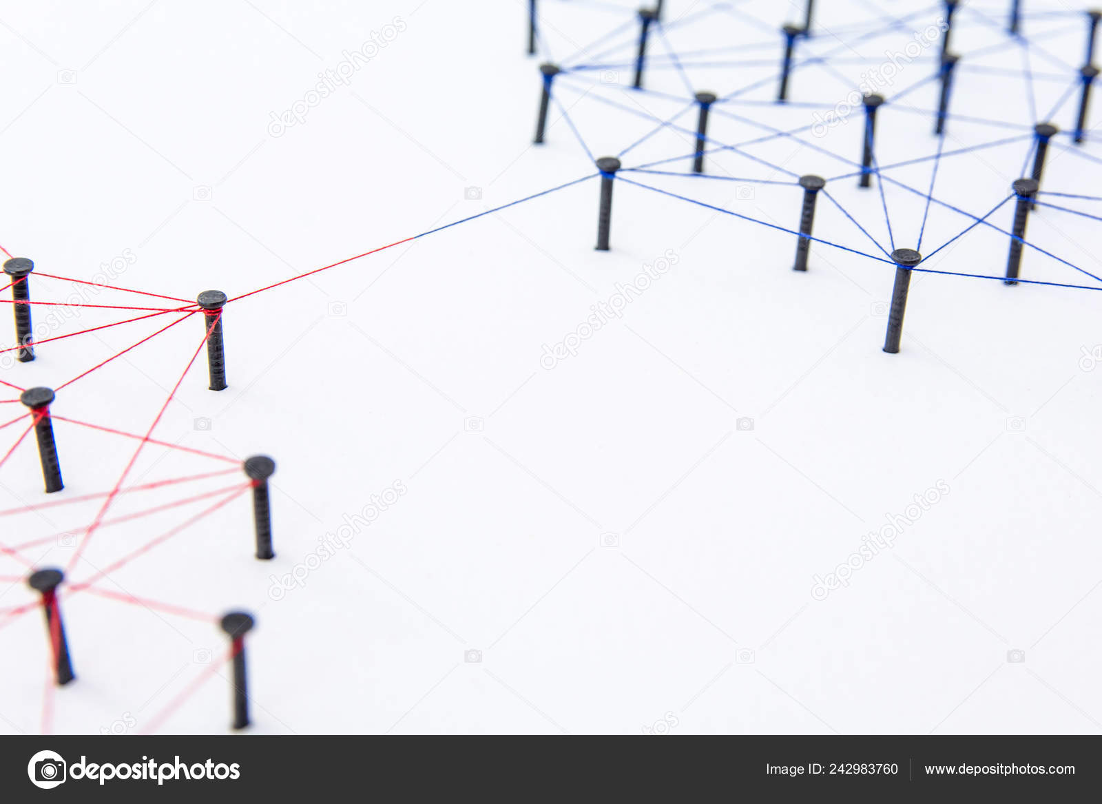 Connecting Networks Concept Two Network Connected Yarn Red Blue White ...