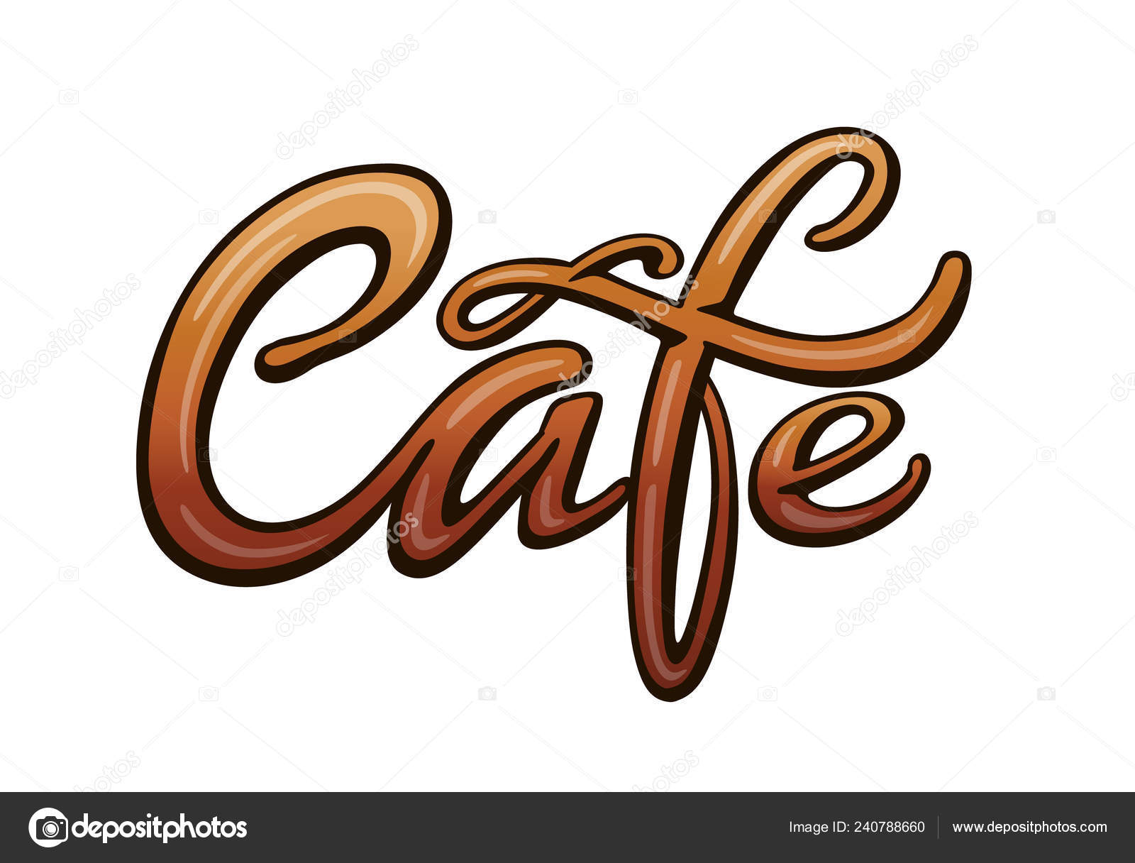 Café Escrito Mano Título Del Letrero Titular Caligráfico Estilo Cómico ...