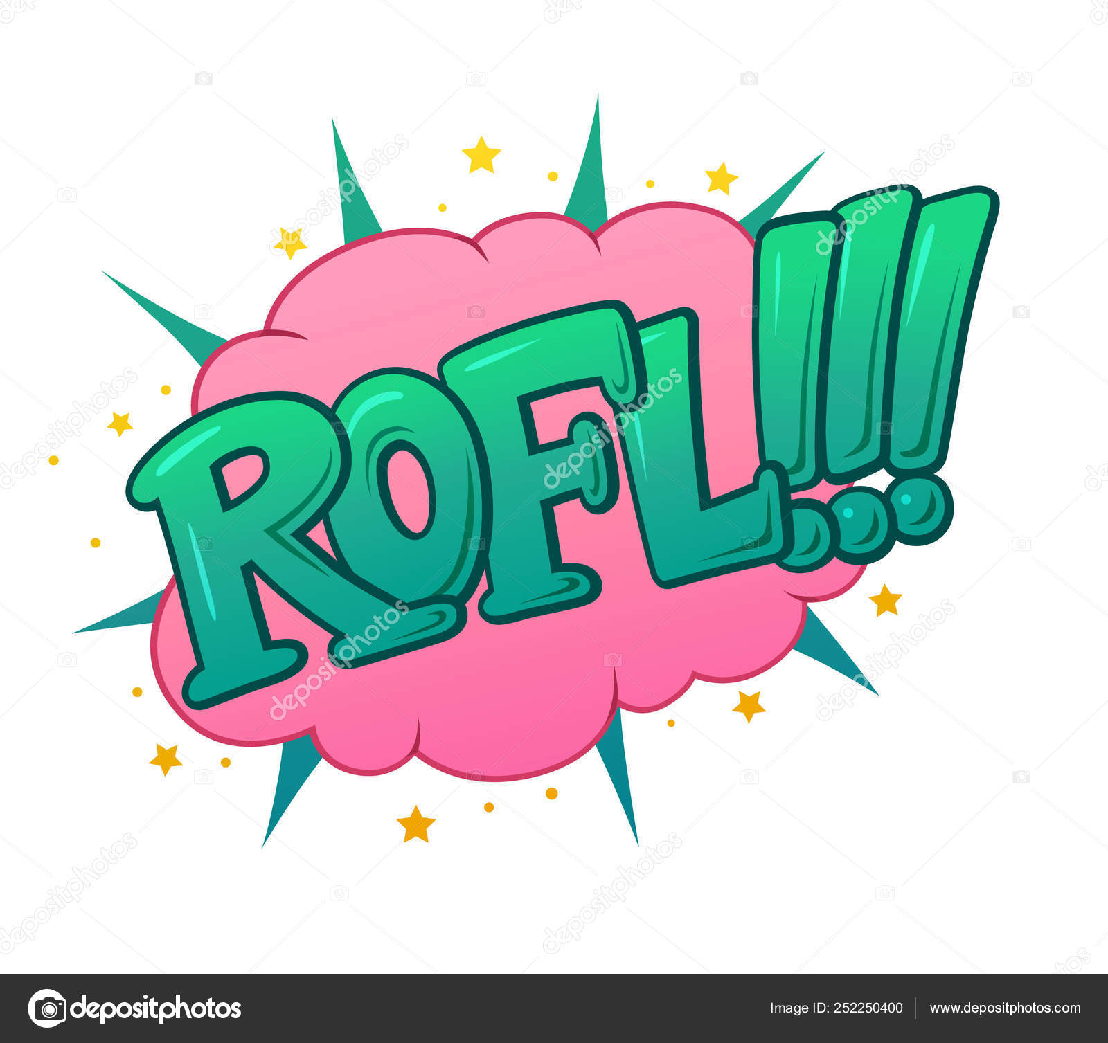 Rofl Communication Sticker Lettering Comic Style Chat Bubble ...