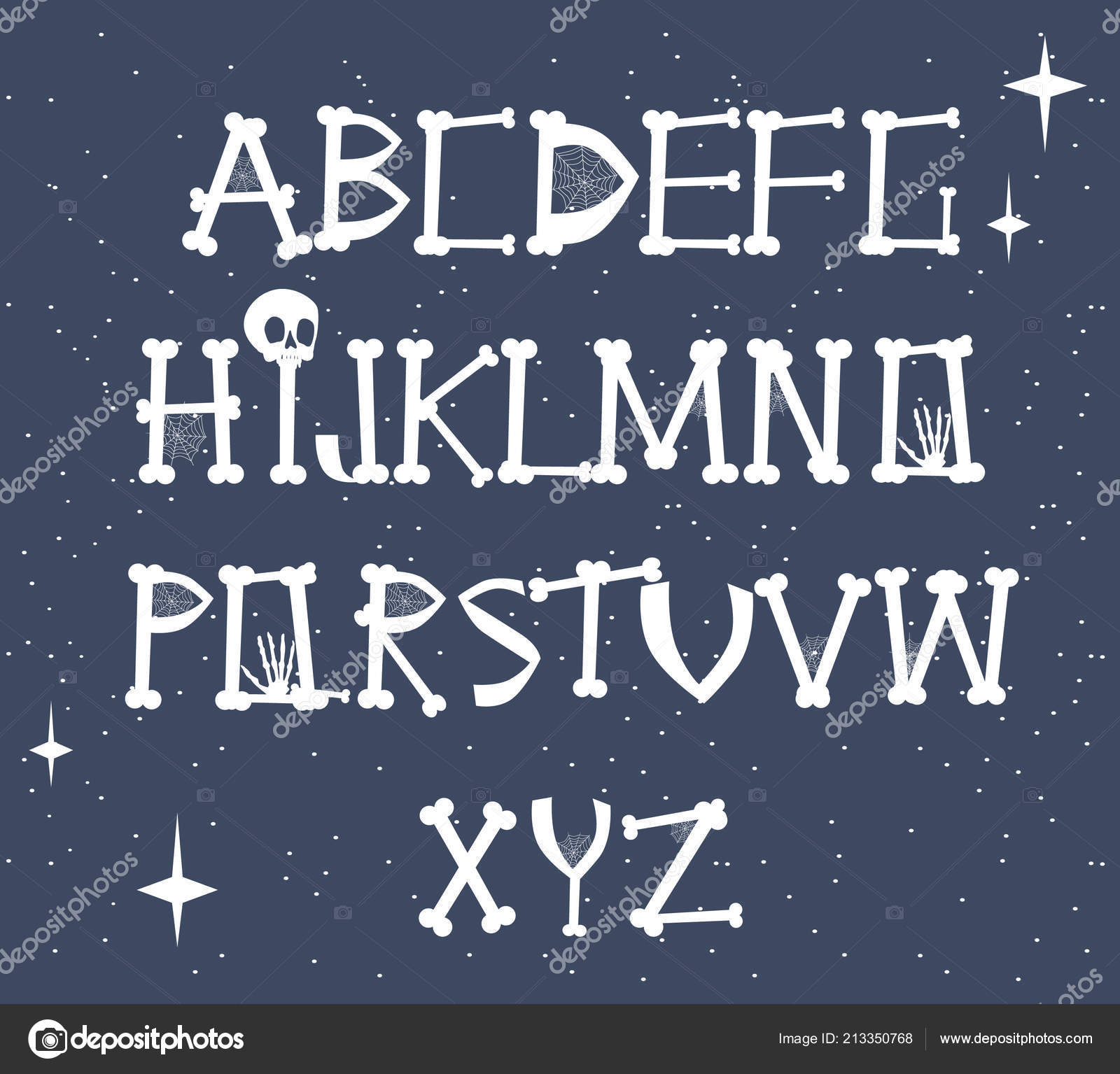 Vector Illustration Bones Alphabet Editable Vector Illustration Stock ...