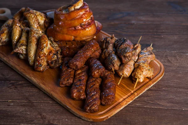 Mixed grilled meat platter. Assorted delicious grilled meat - Stock ...