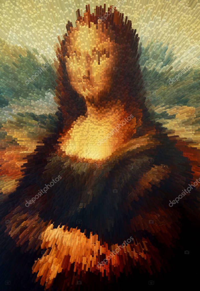 Reproducción De Pintura Mona Lisa De Leonardo Da Vinci Y Efecto Gráfico