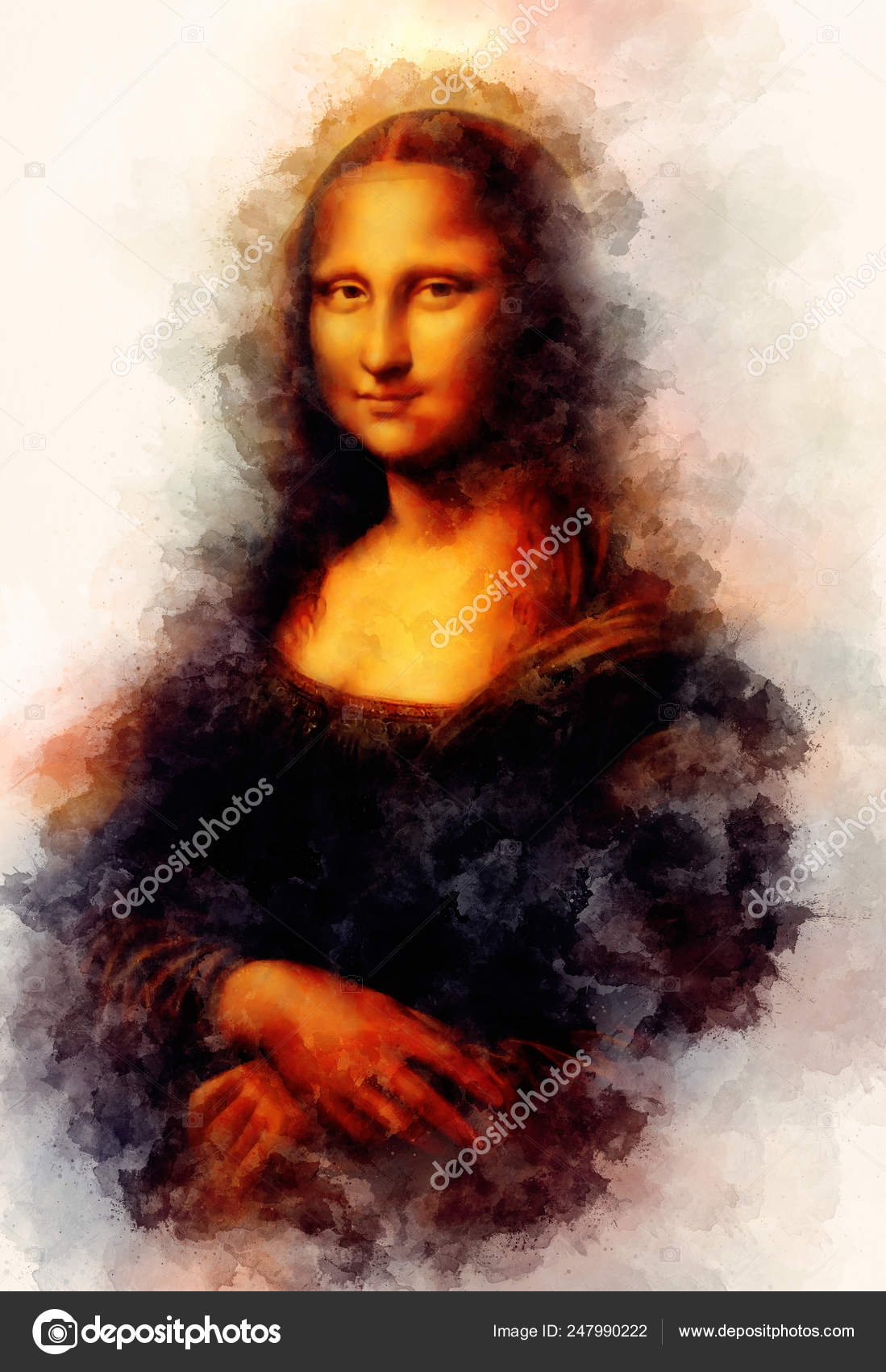 Reproduction of painting Mona Lisa by Leonardo da Vinci and graphic ...