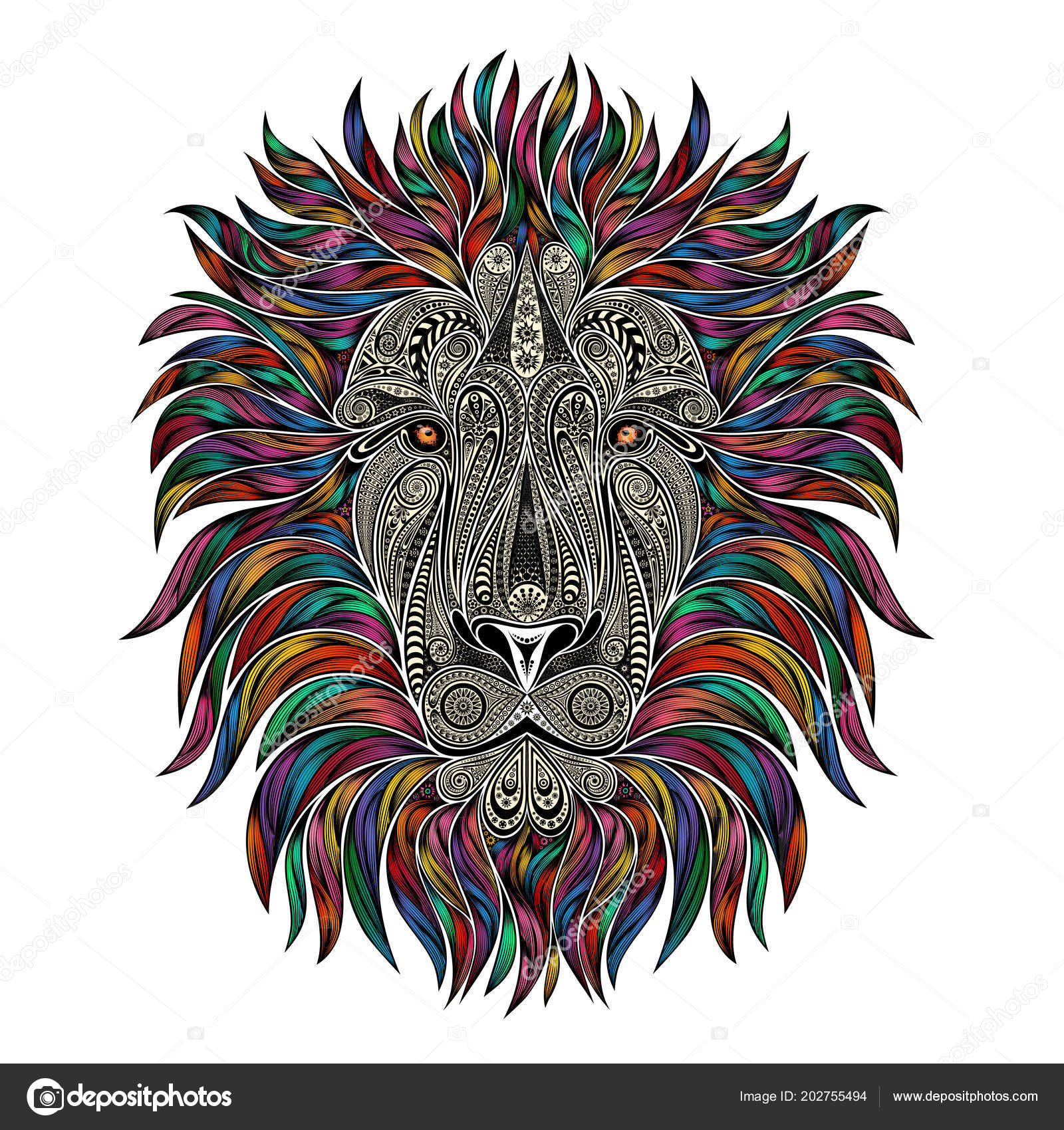 Mask Vector Lion Patterns Color Mane Stock Vector Image by ©shtefan ...