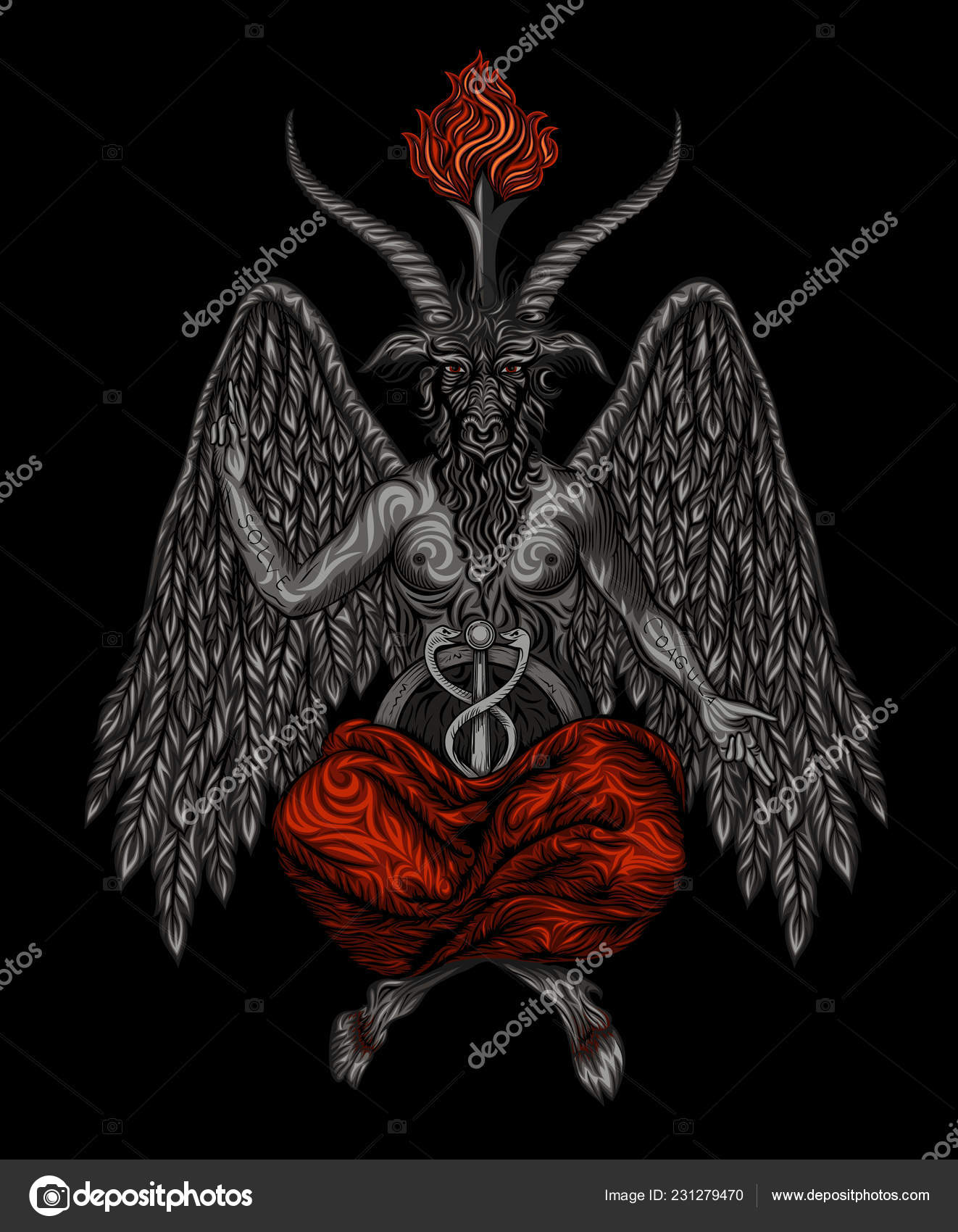 Vector Demon Bafomet Black Background Stock Vector Image by ©shtefan ...