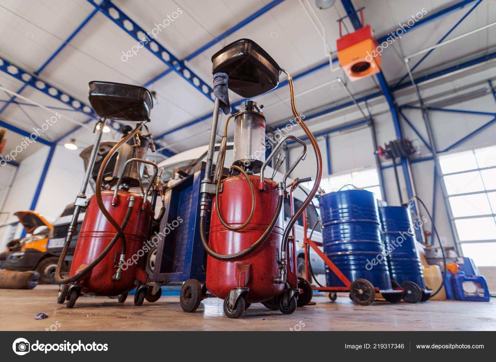 Picture Tanks Motor Oil Gasoline Car Workshop Stock Photo by ...