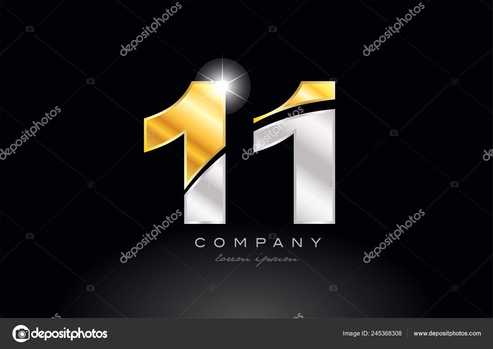 Number Logo Icon Design Gold Silver Grey Metal Black Background Stock Vector by ©dragomirescu ...