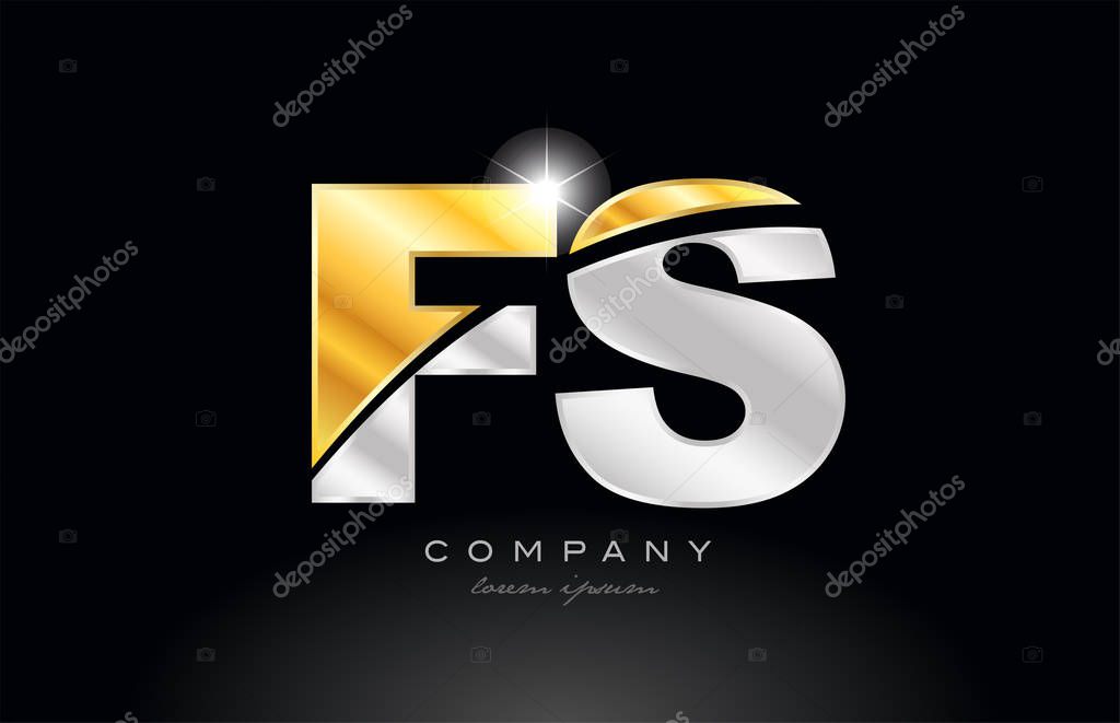 combinación de letras f f s alfabeto logotipo icono de diseño con oro ...