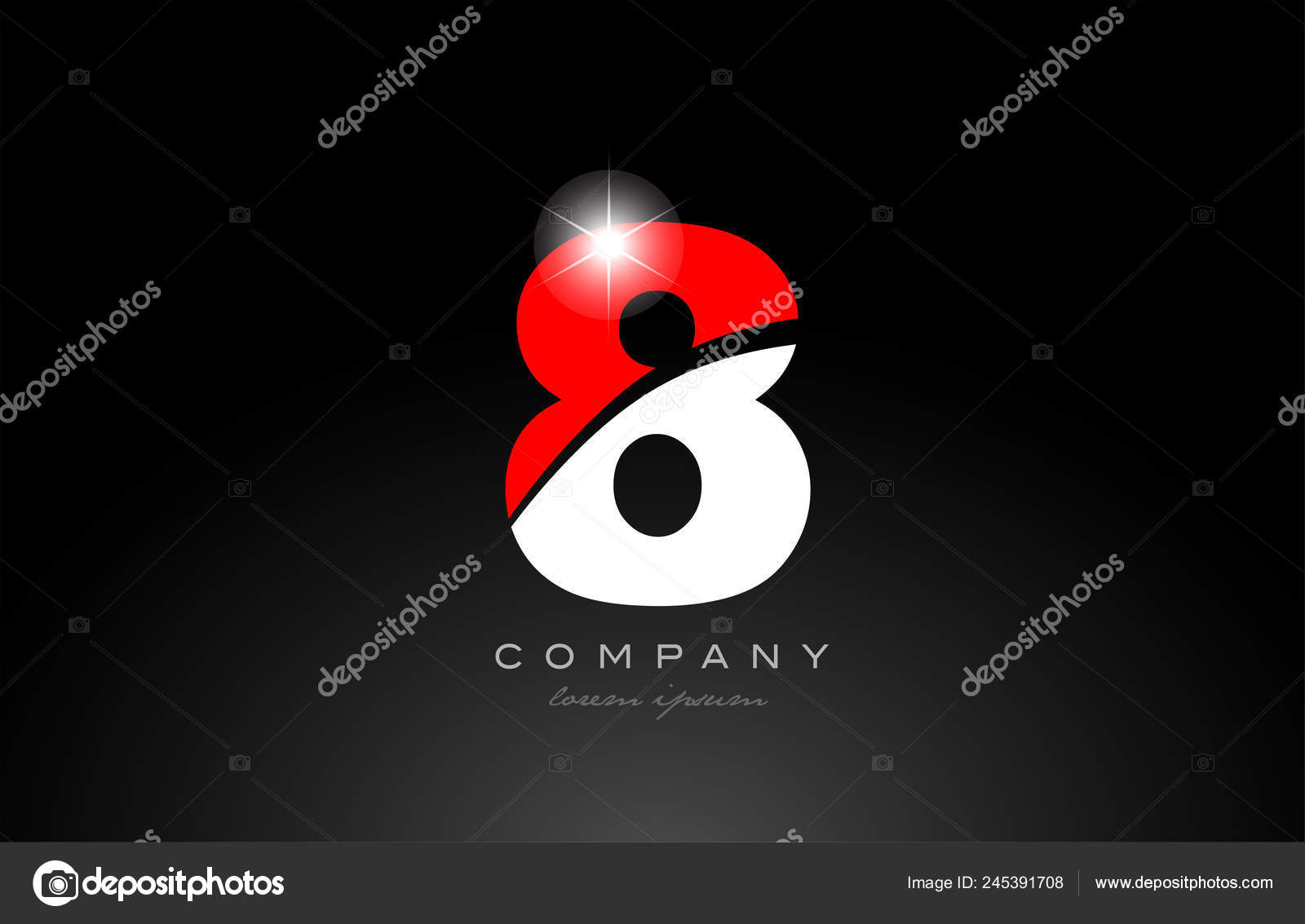 Red White Color Number Logo Icon Design Suitable Company Business Stock ...