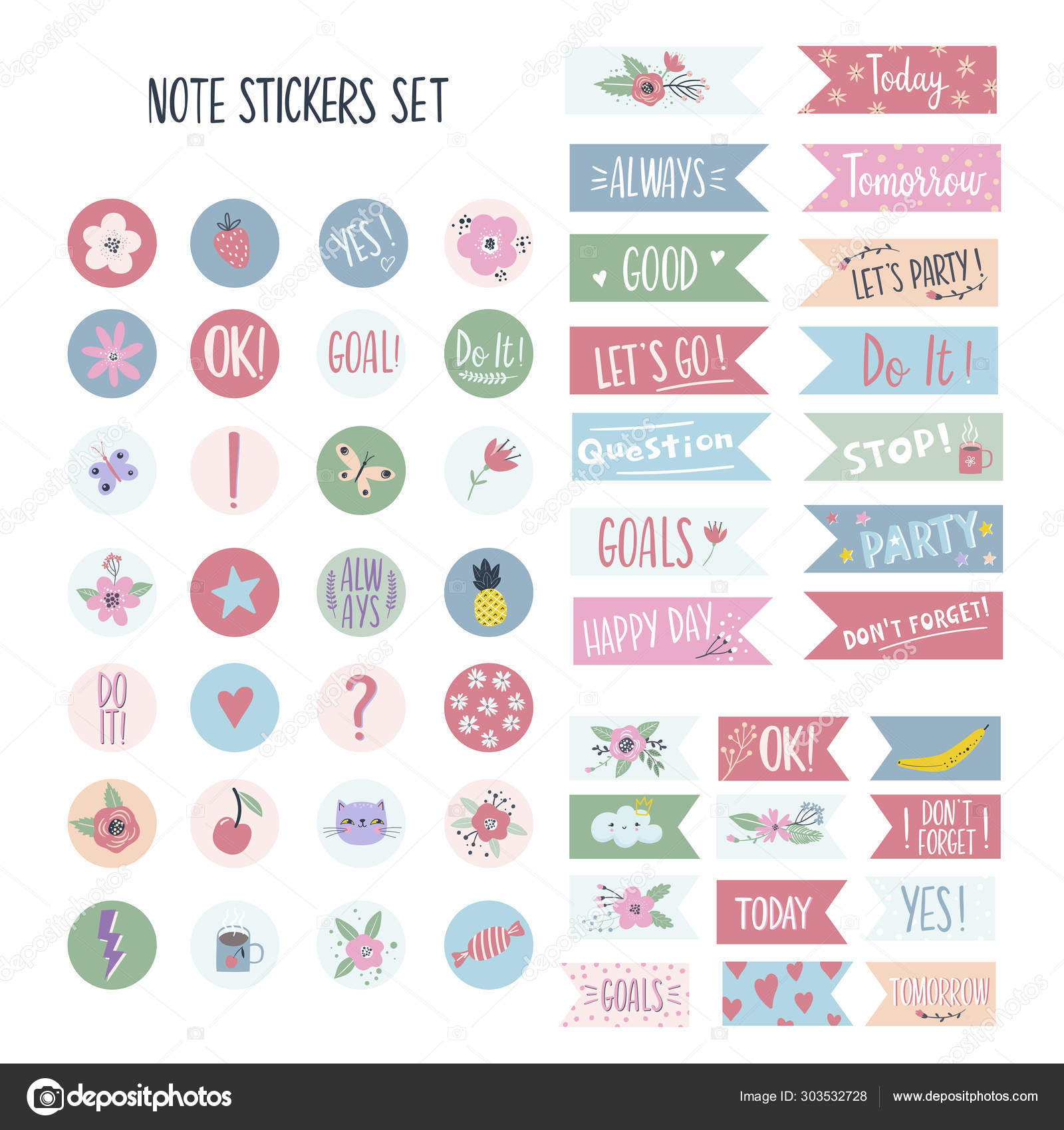 Set of stickers for planners and to do lists Stock Vector Image by ...