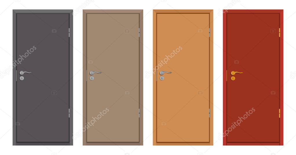 Puertas De Madera De Colores Aisladas Sobre Fondo Blanco Puerta De