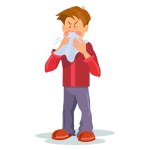 Kid boy having flu vector illustration Stock Vector Image by ...
