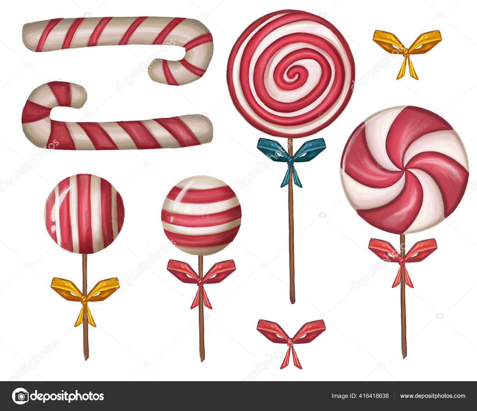 Set Realistic Christmas Candies Decorations Sweets High Quality ...