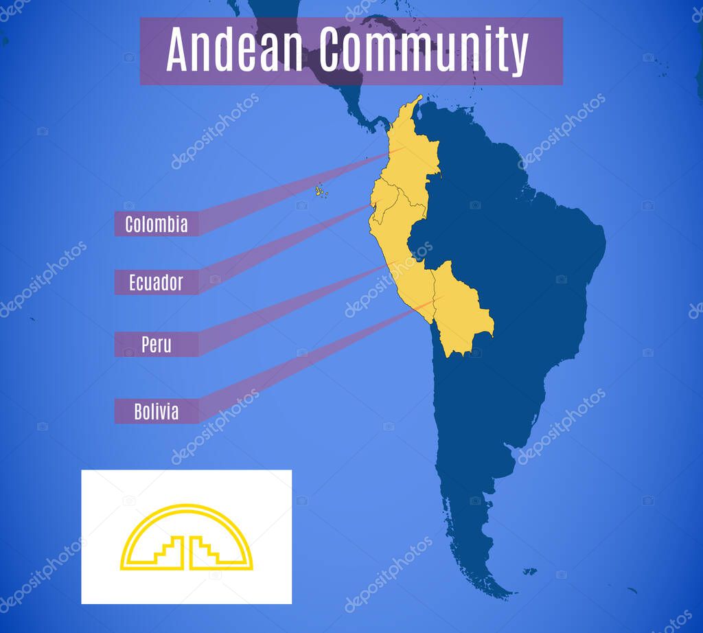 Mapa esquemático vectorial de la comunidad andina. 2024