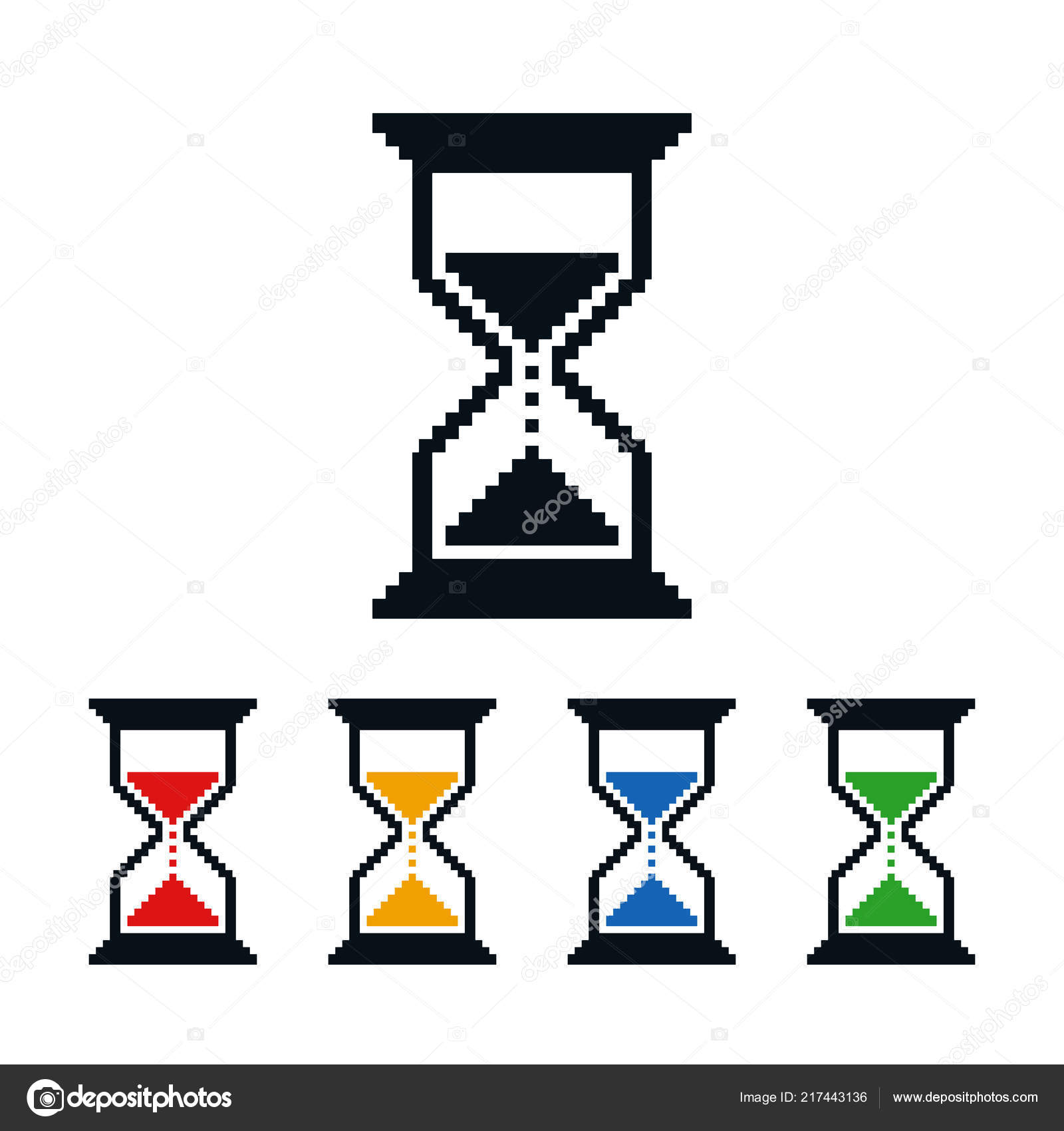 Pixel Shaped Hourglass White Background Icon Design Time Stock Vector ...