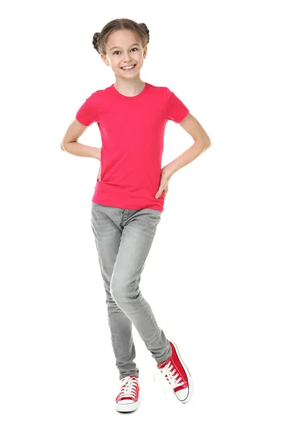 Cute Young Girl White Background — Stock Photo © 5seconds #202562290