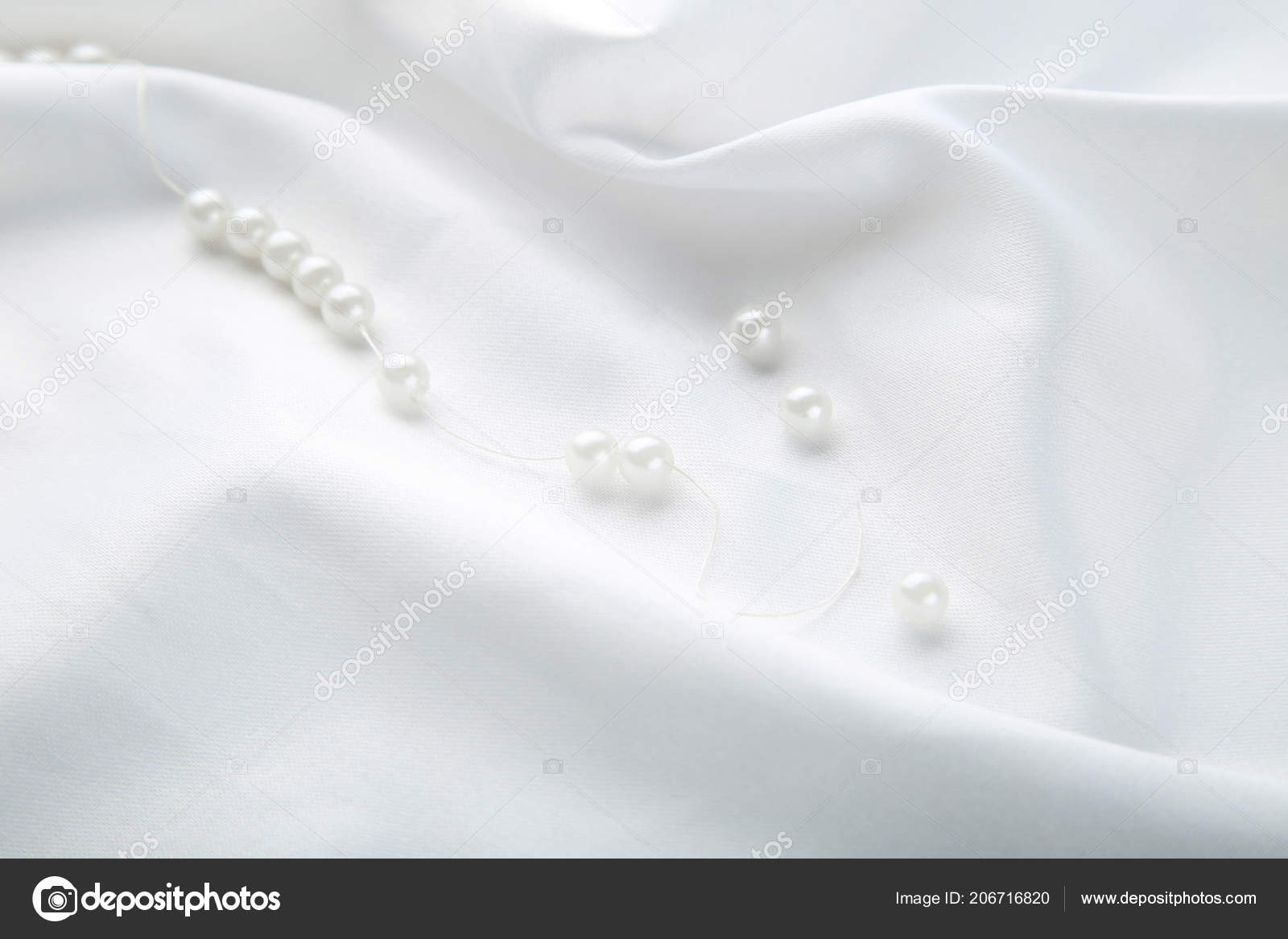 Pearl Necklace White Satin Fabric Stock Photo by ©5seconds 206716820