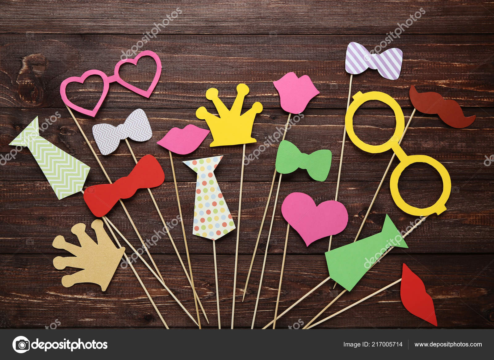 Paper Booth Props Party Brown Wooden Background Stock Photo by ...