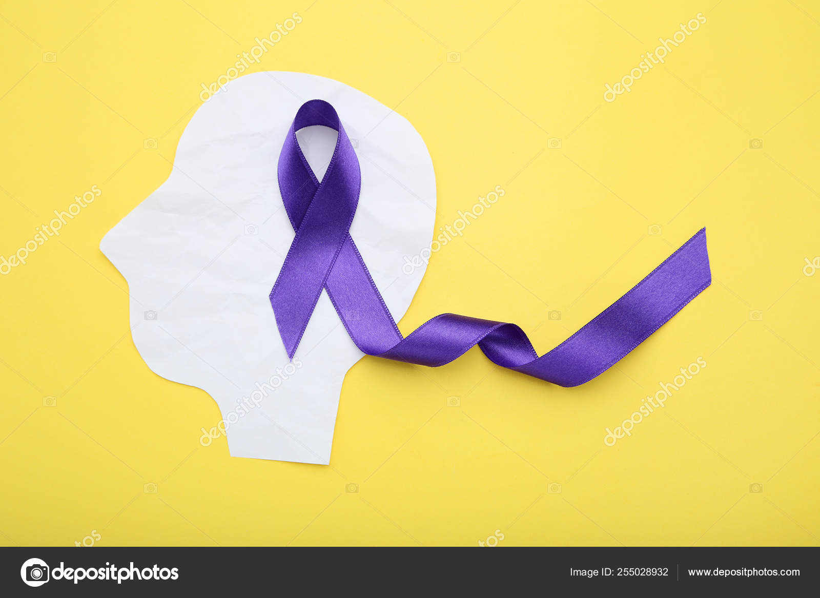 Purple Ribbon Head Shape Paper Cancer Concept Stock Photo by ©5seconds ...