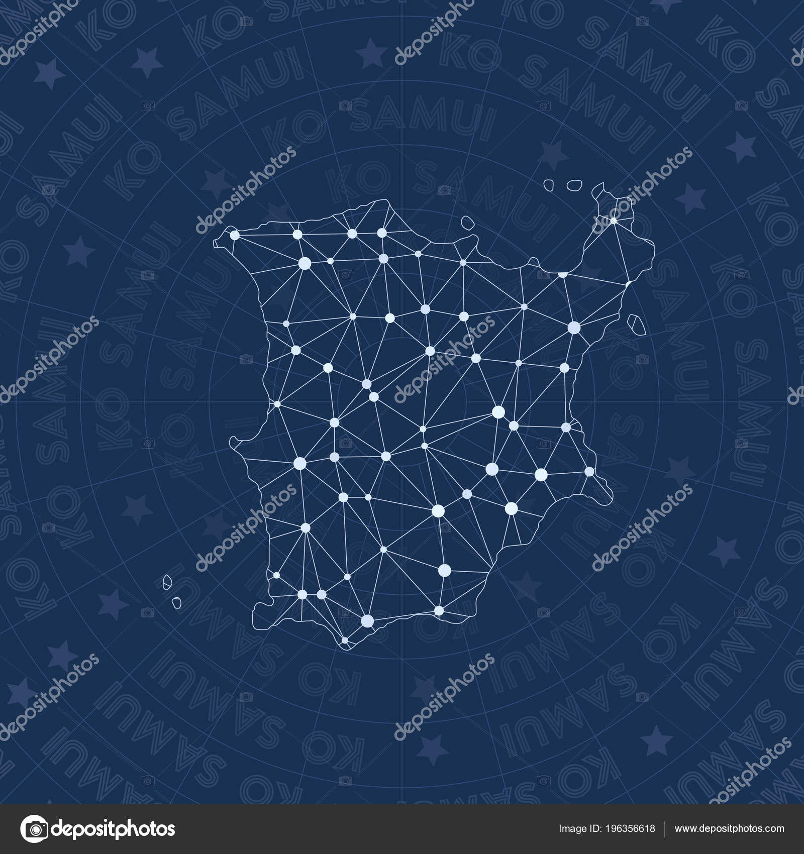 Ko Samui network constellation style island map Adorable space style ...