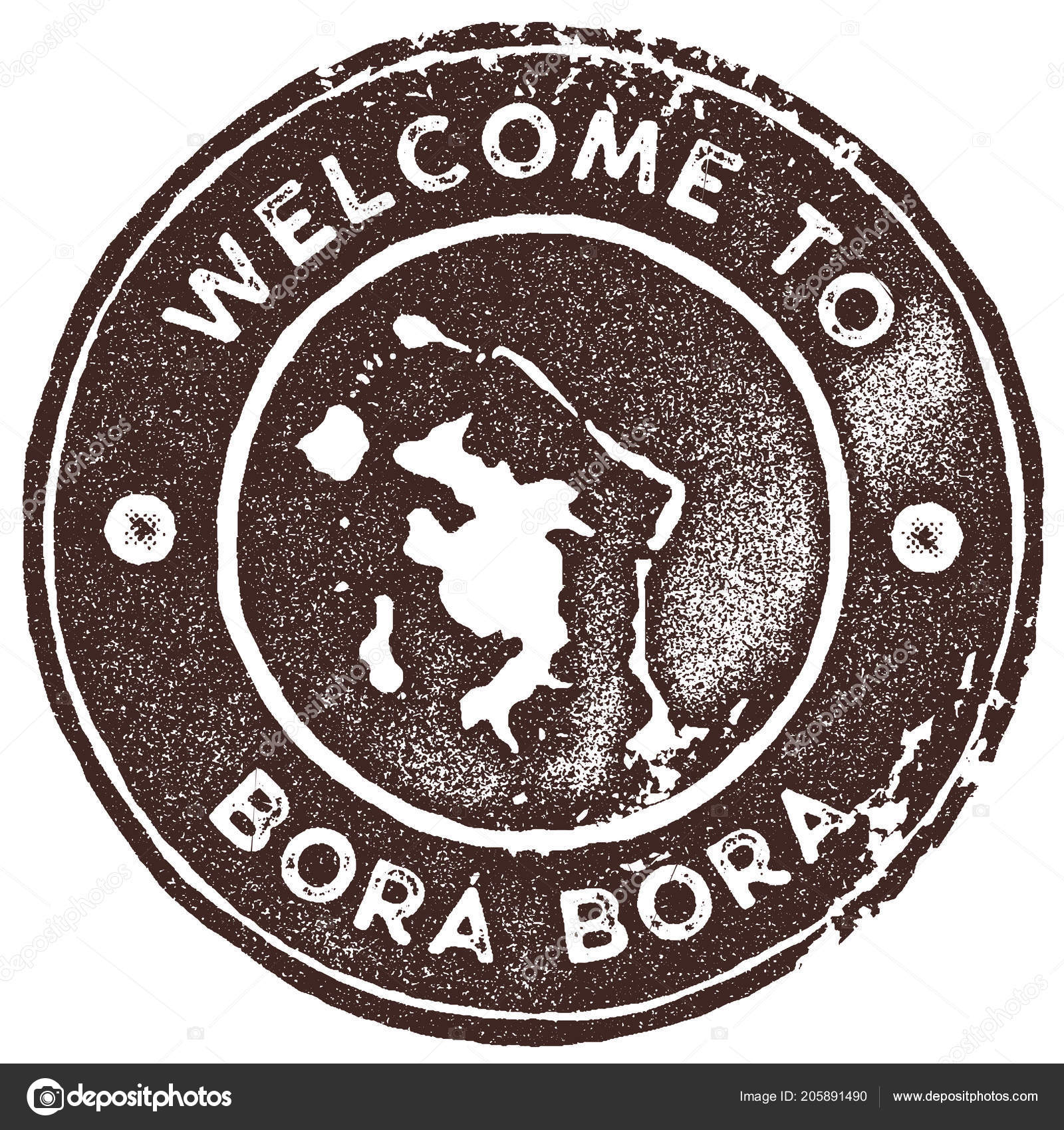 Bora Bora map vintage stamp Retro style handmade label badge or element for travel souvenirs ...