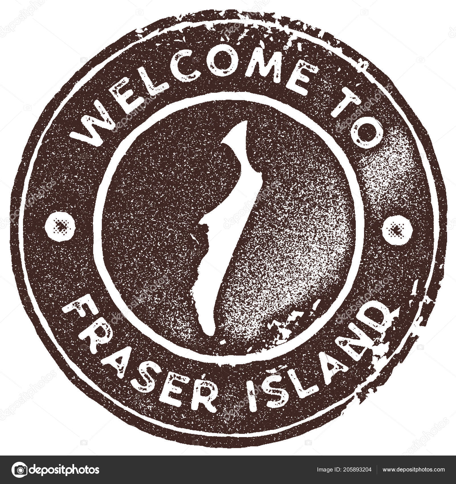 Fraser Island map vintage stamp Retro style handmade label badge or ...