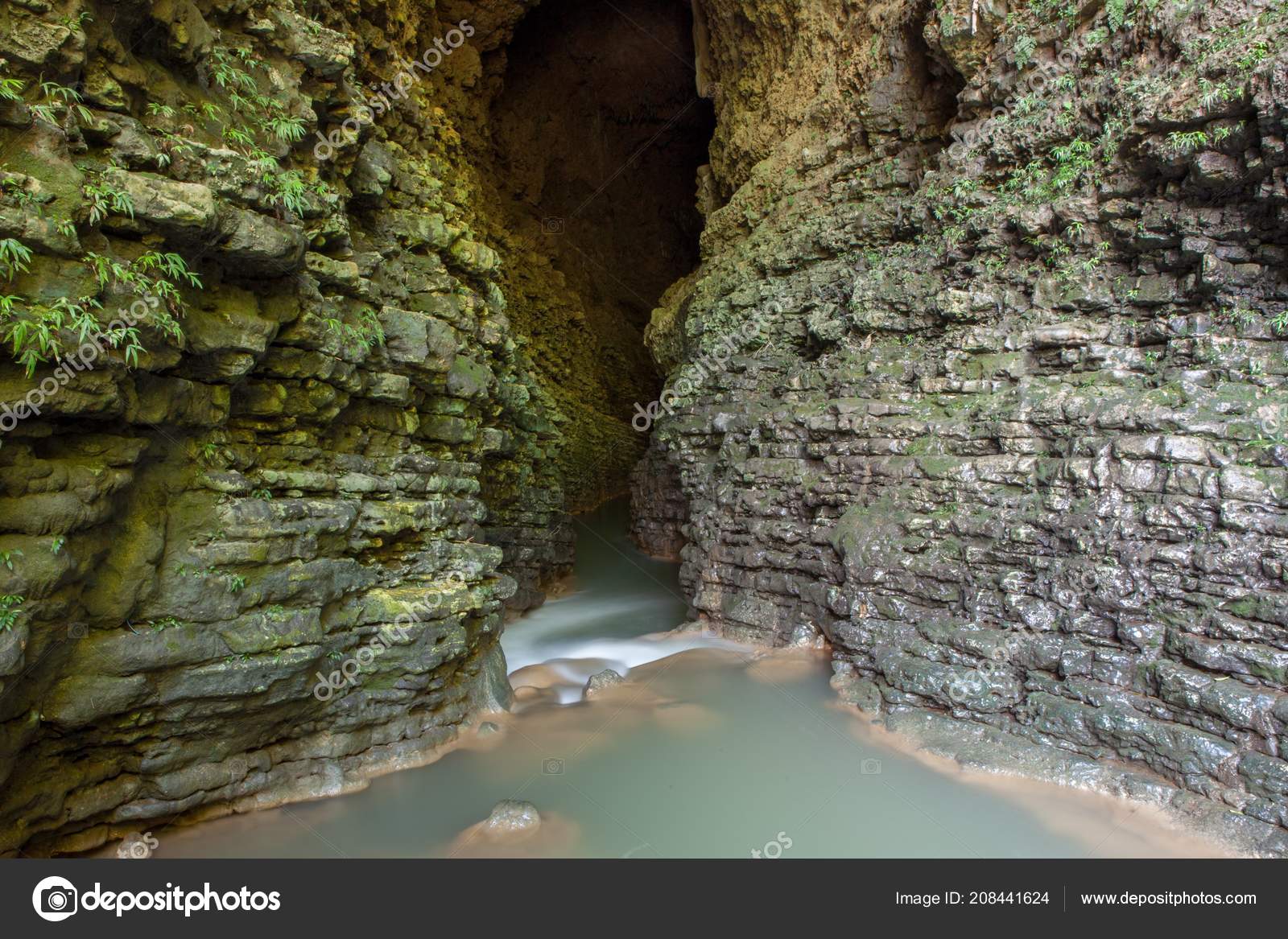 Beautiful river stream in the cave Java island Indonesia Version 2 ...