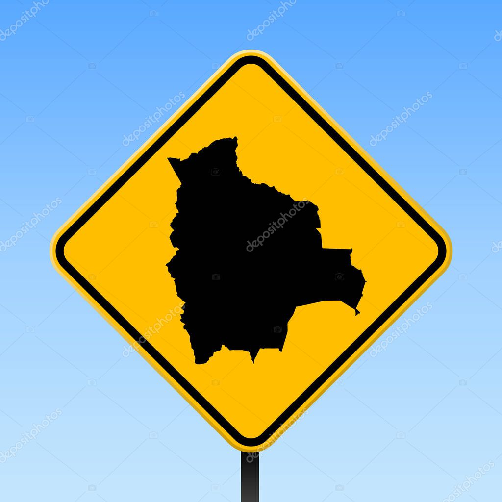 Mapa de Bolivia en la señal de tráfico Cartel cuadrado con Bolivia mapa ...