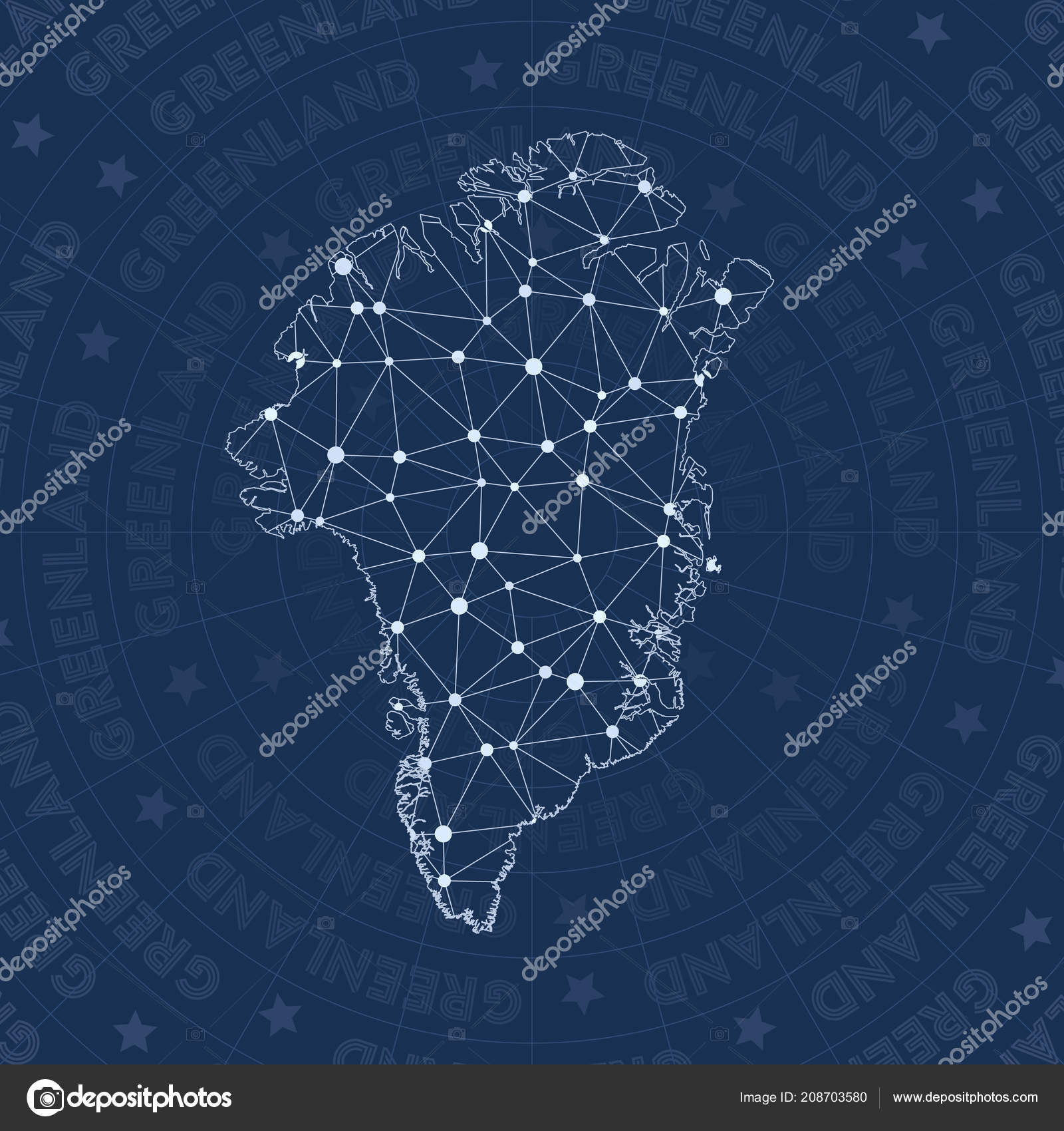 Greenland network constellation style country map Immaculate space ...