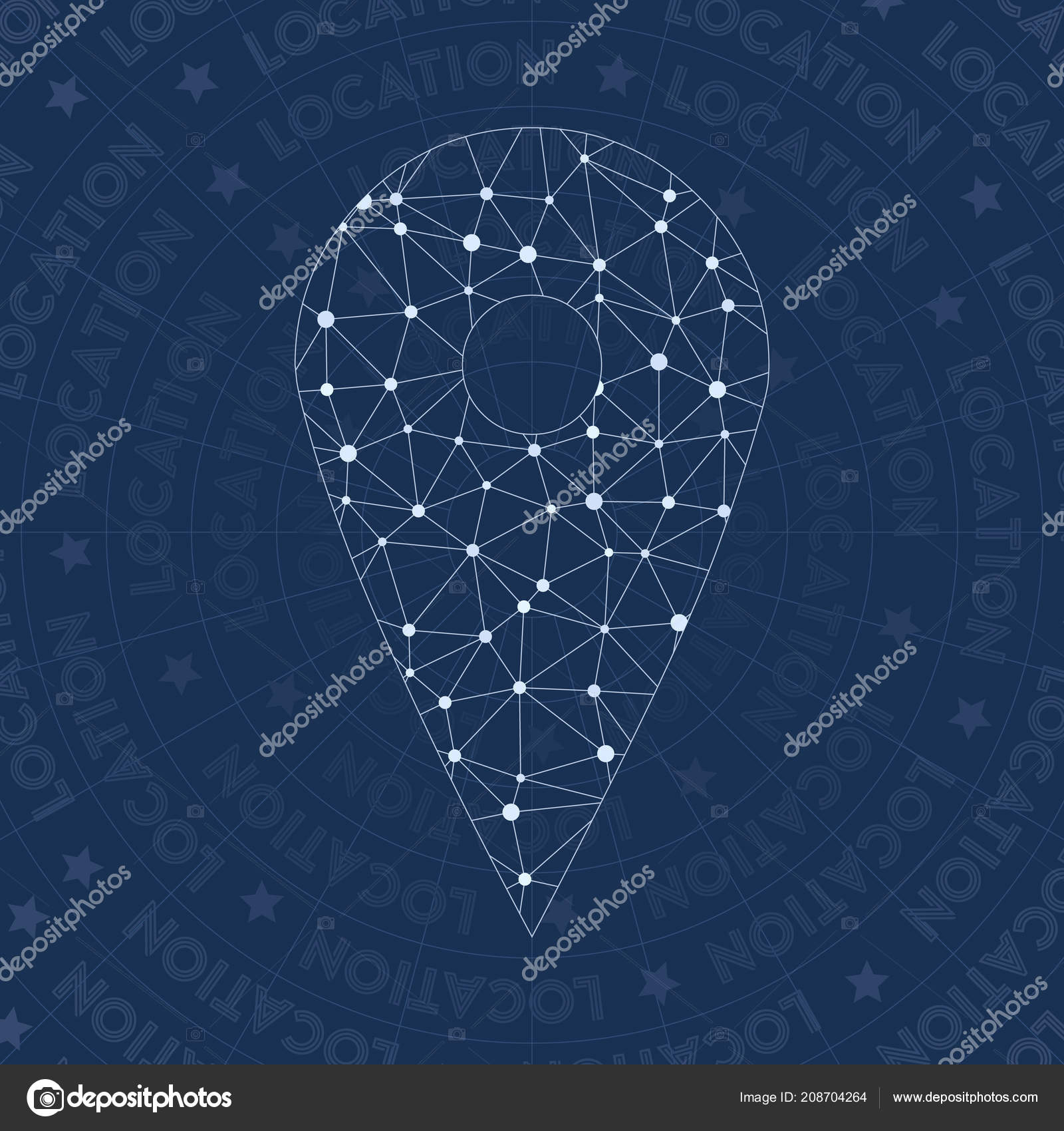 Location network symbol Alluring constellation style symbol Vibrant ...