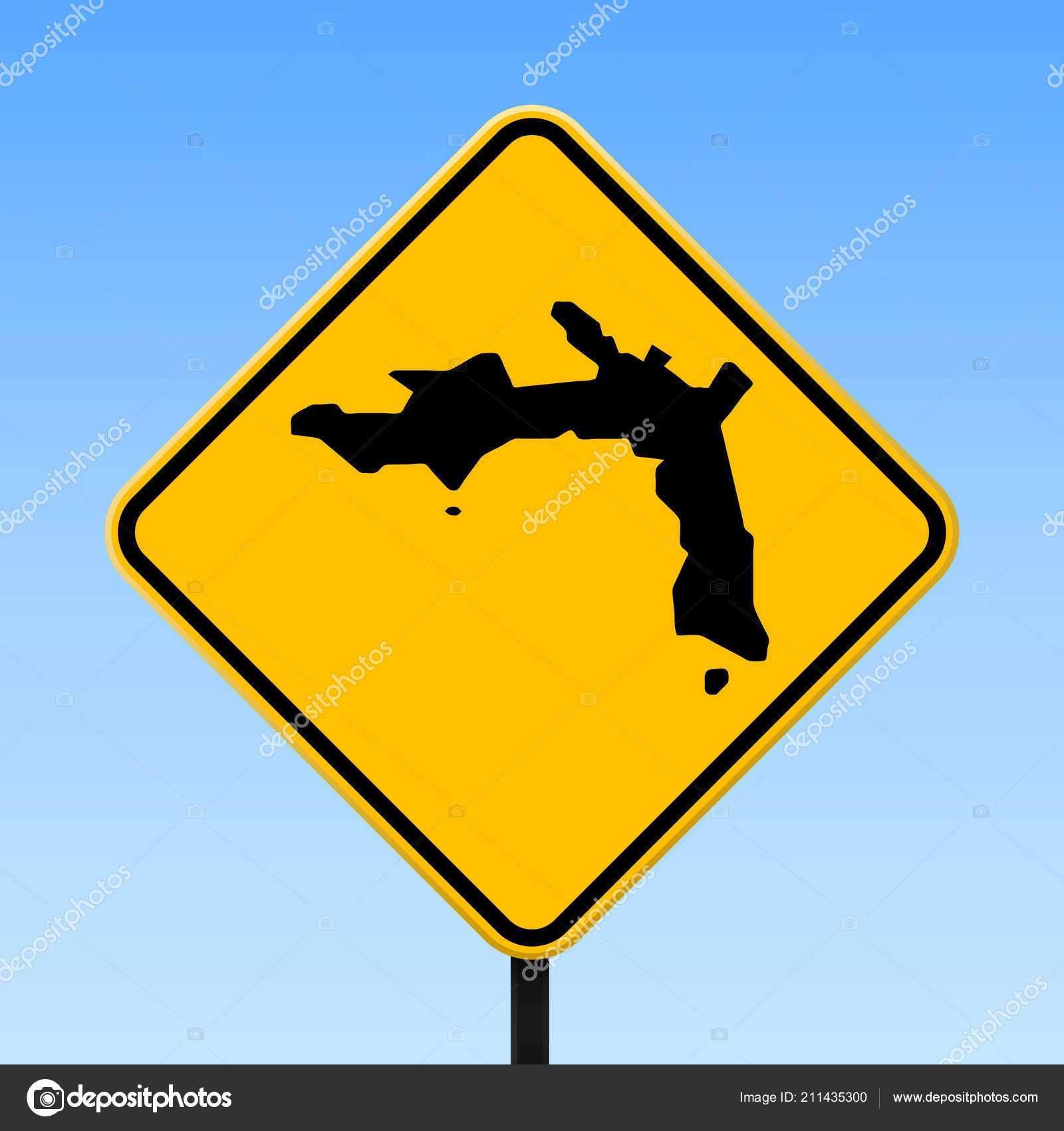 Peter Island map on road sign Square poster with Peter Island island ...