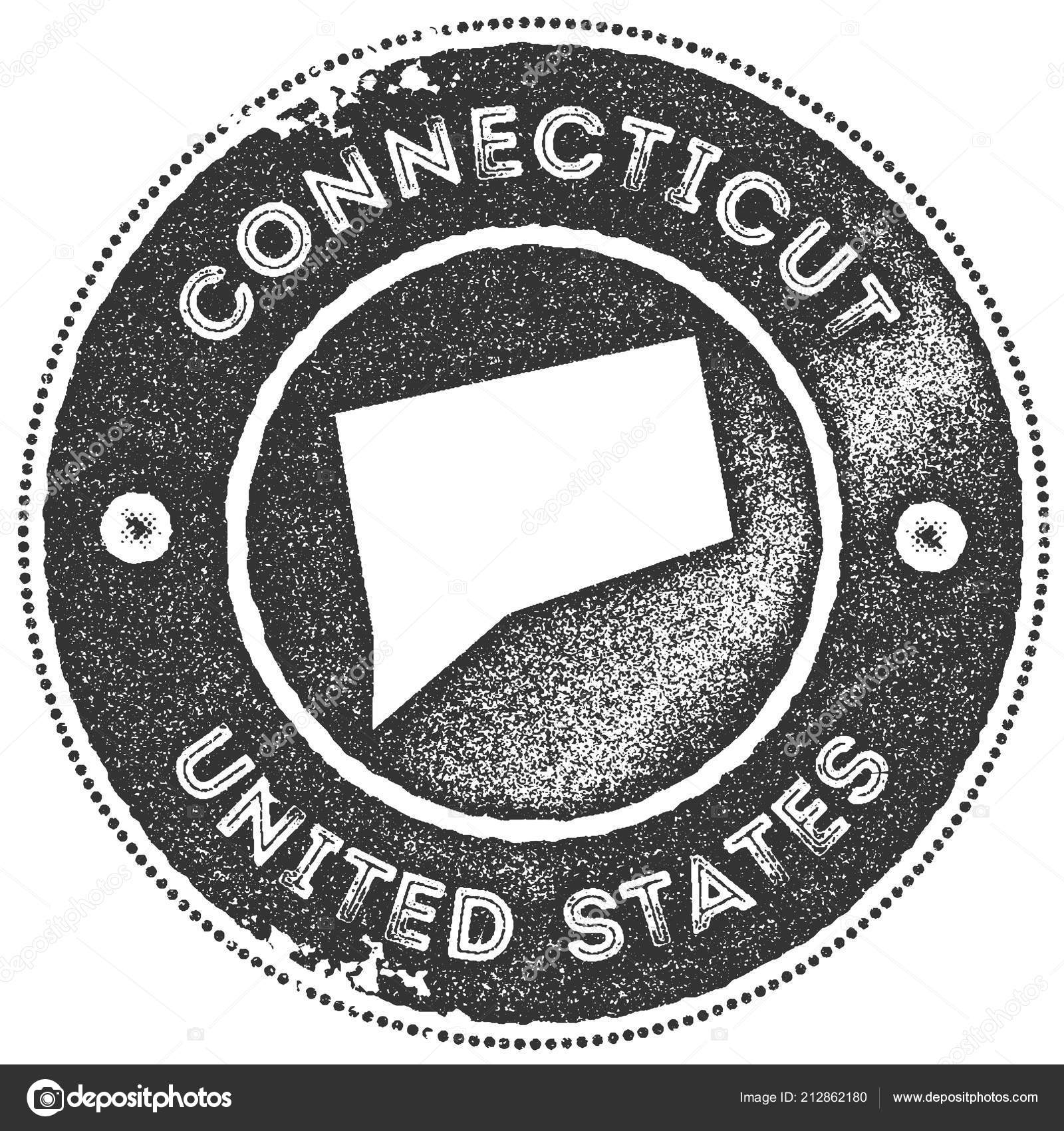 Connecticut map vintage stamp Retro style handmade label badge or ...