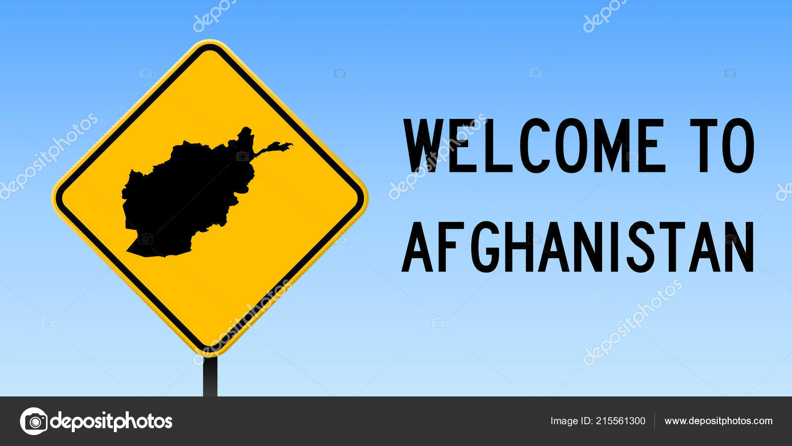 Afghanistan map on road sign Wide poster with Afghanistan country map ...